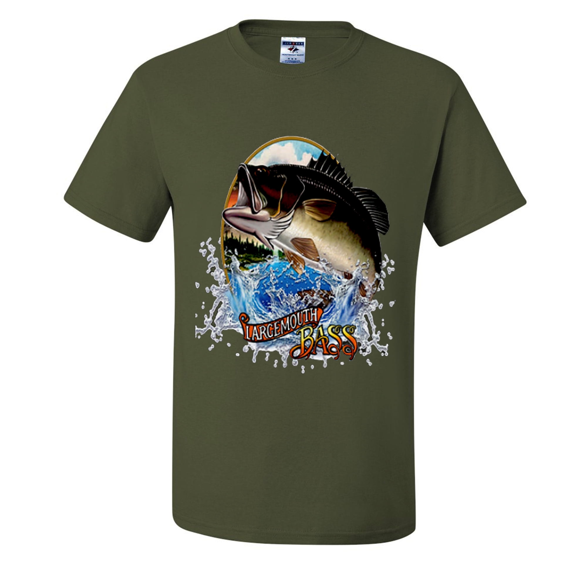 LargeMouth Bass Fish Fishling Lovers Mens T-shirts , Military Green, X ...
