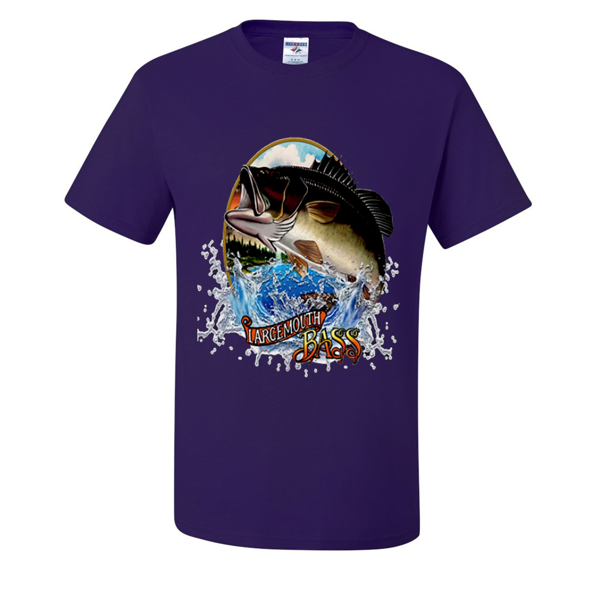 LargeMouth Bass Fish Fishling Lovers Mens T-shirts , Purple, Small ...
