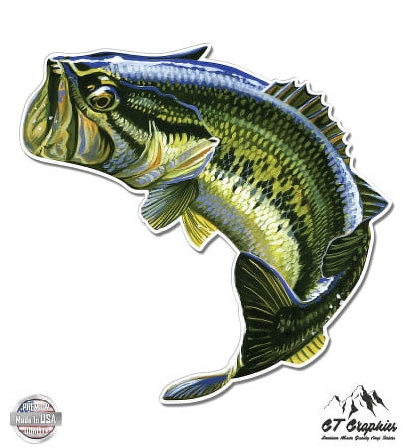 Largemouth Bass - 5" Vinyl Sticker - For Car Laptop I-Pad - Waterproof ...