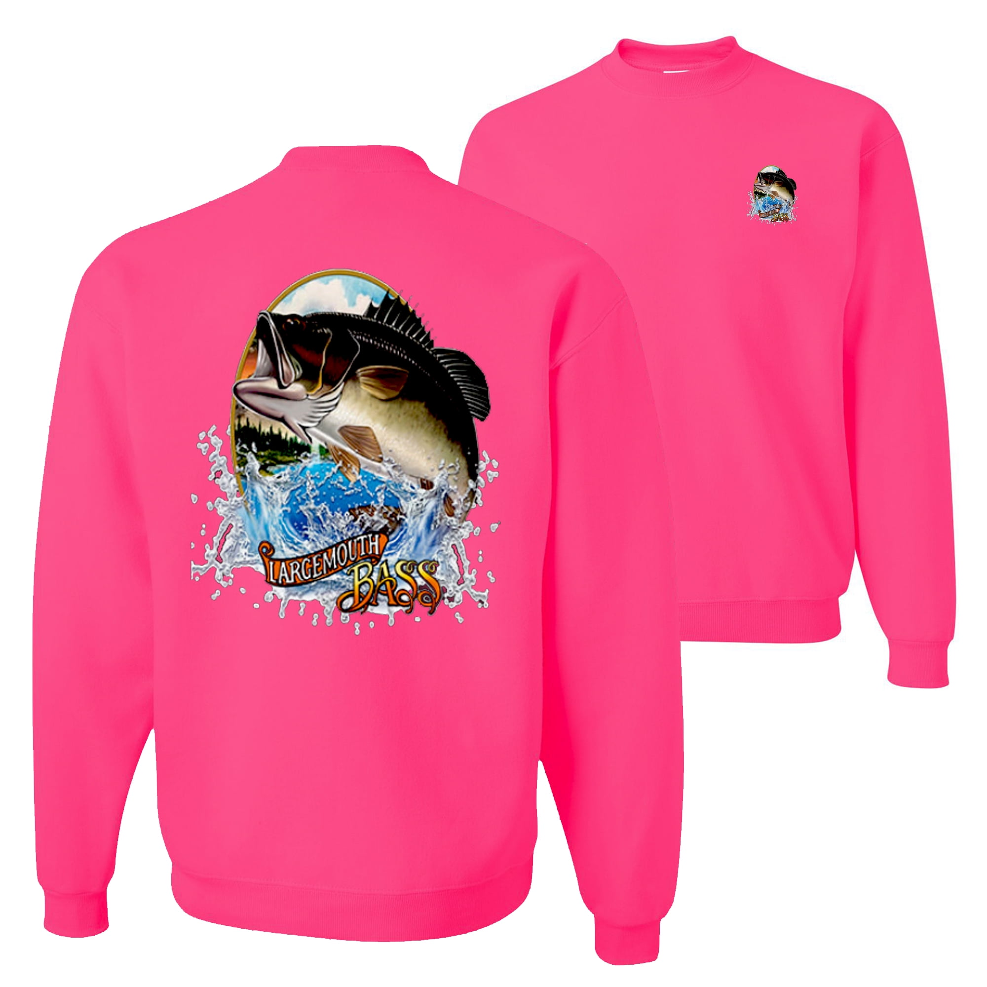 Largemouth Bass Fish Fishling Lovers FRONT AND BACK Mens Crew Neck ...
