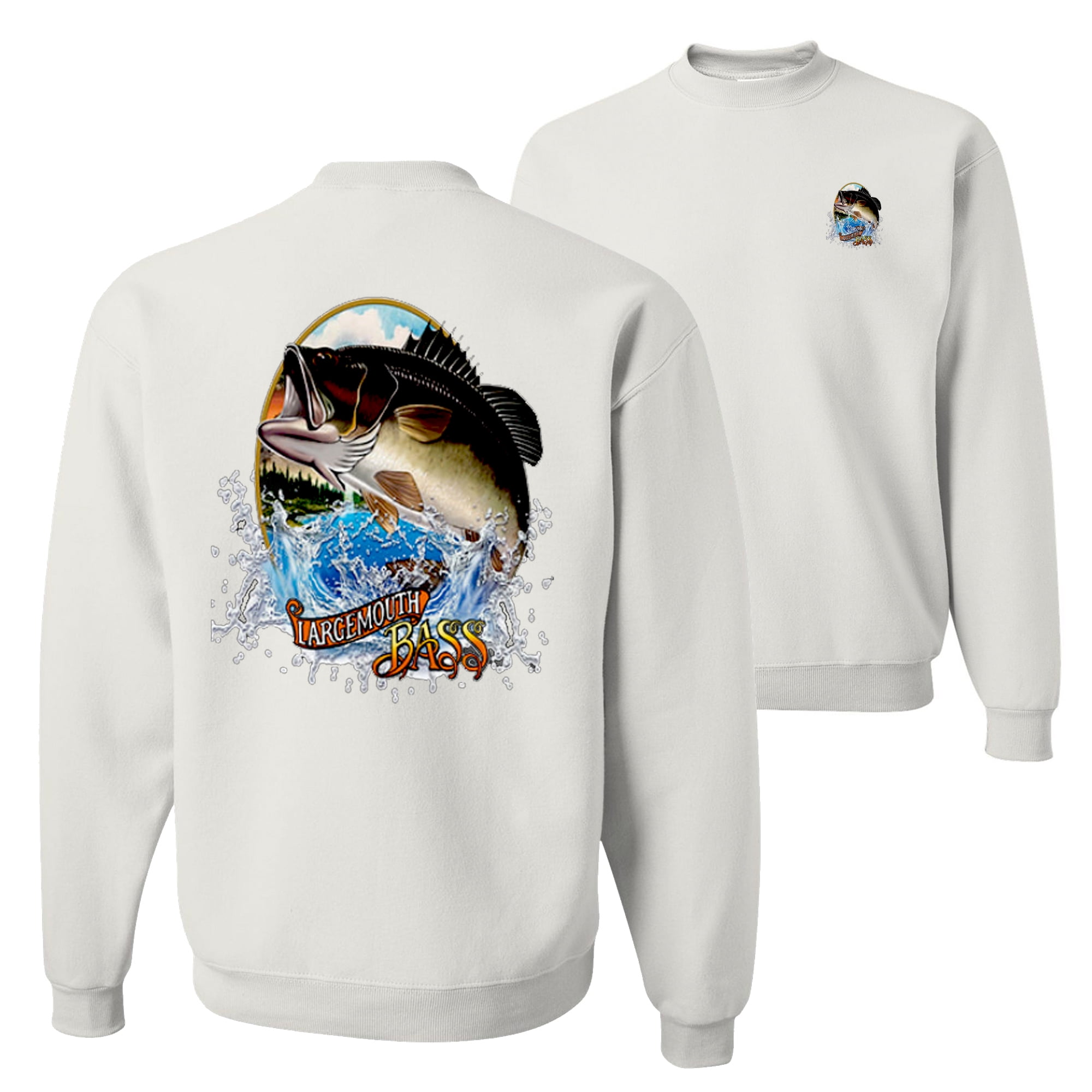 Largemouth Bass Fish Fishling Lovers FRONT AND BACK Mens Crew Neck ...