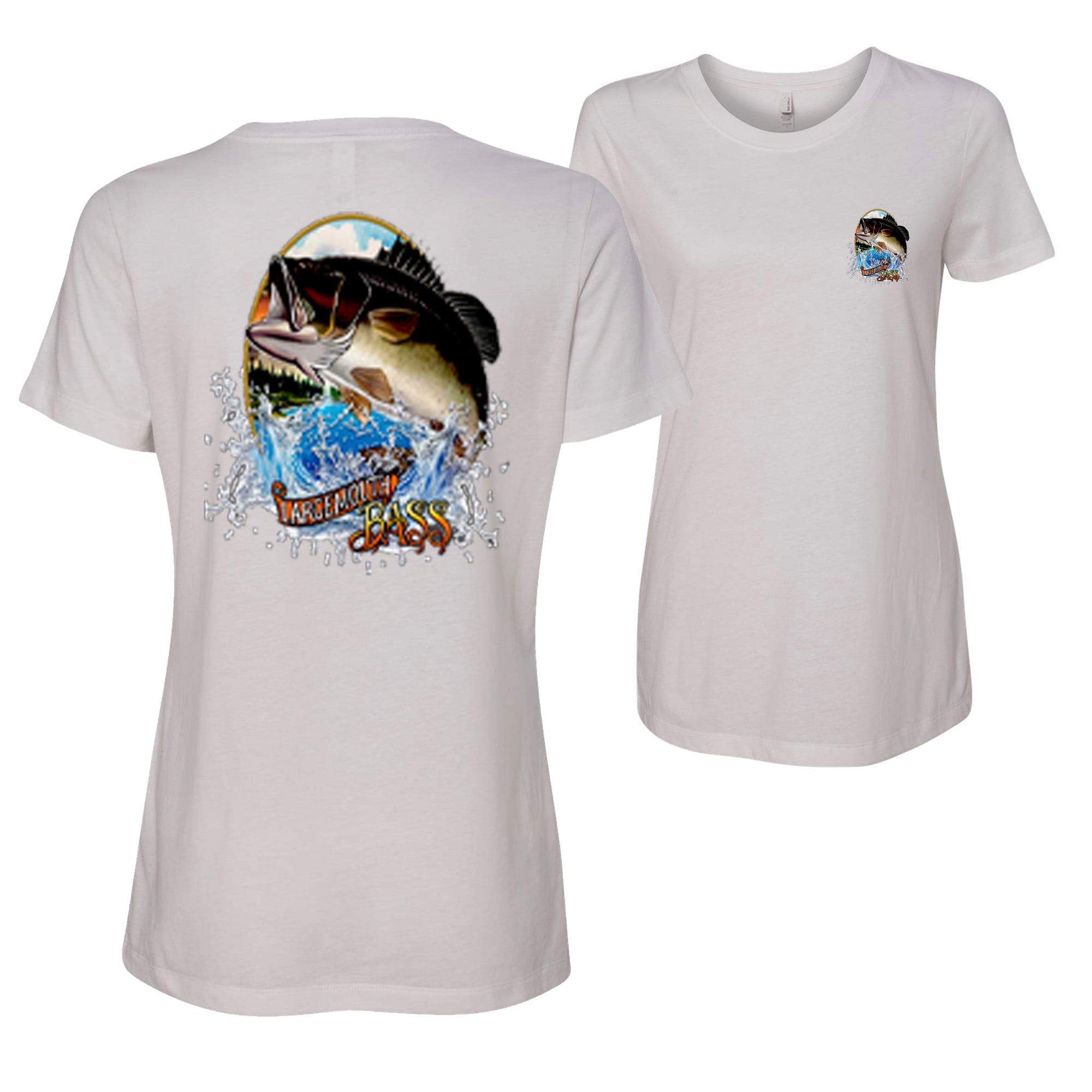 Largemouth Bass Fish Fishling Lovers FRONT AND BACK Womens T-shirts Fit ...