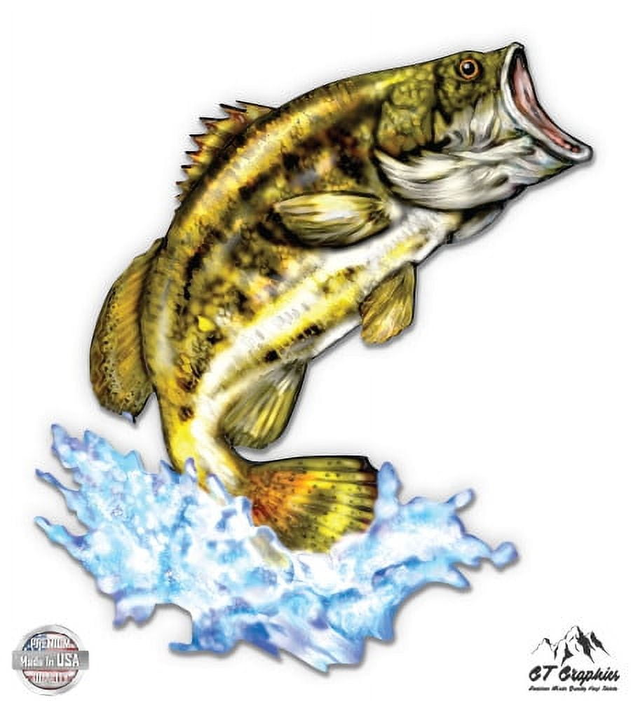 Largemouth Bass Jumping - 5" Vinyl Sticker - For Car Laptop I-Pad ...