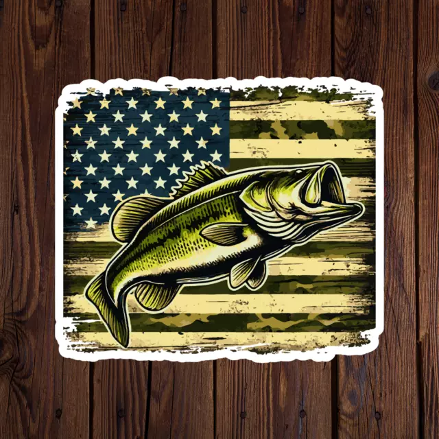 Largemouth Bass Sticker American Flag Fishing Outdoor Novelty Sticker ...