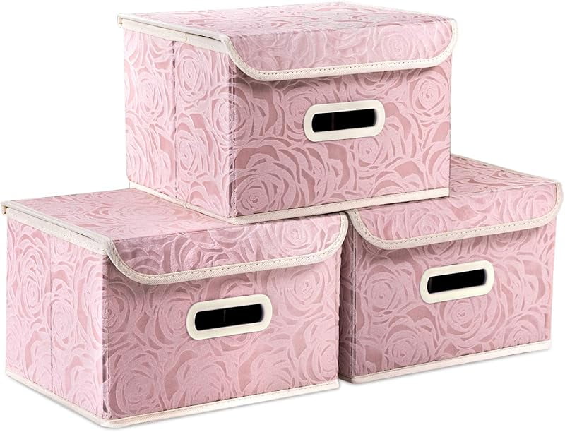 Larger Collapsible Storage Bin with Lid [1-Pack] Fabric Decorative ...