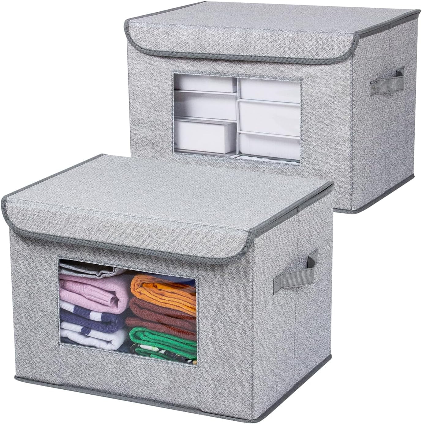 Larger Fabric Collapsible Storage Bins [2-Pack] - Foldable Boxes with ...