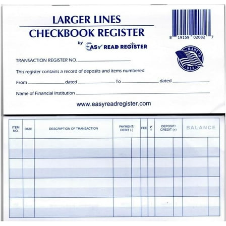 5 Pack Large Print Checkbook Transaction Register, Easy to Fit Inside ...