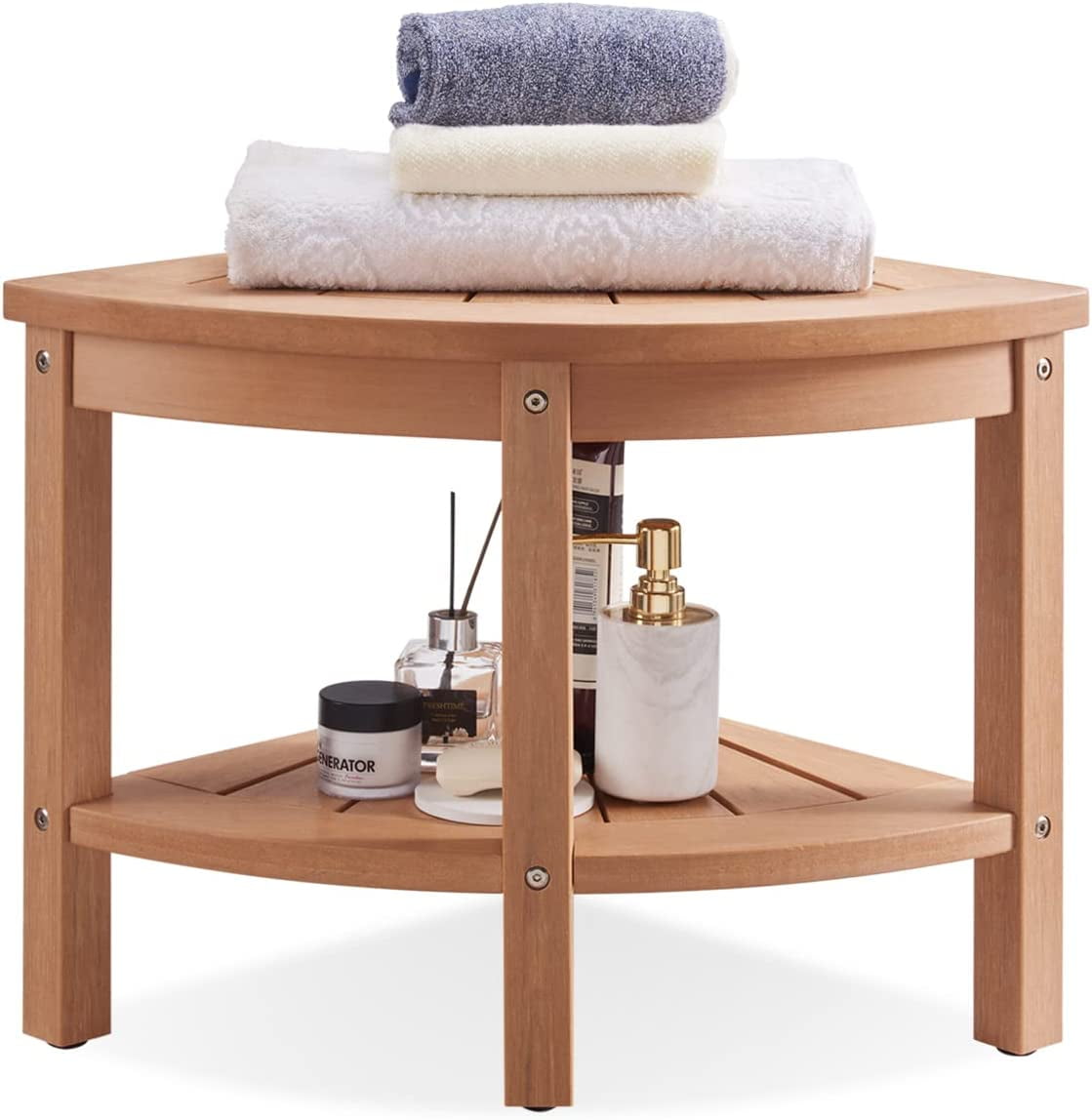 Larger Size Shower Stool, 18" Poly Lumber Corner Shower Bench ...