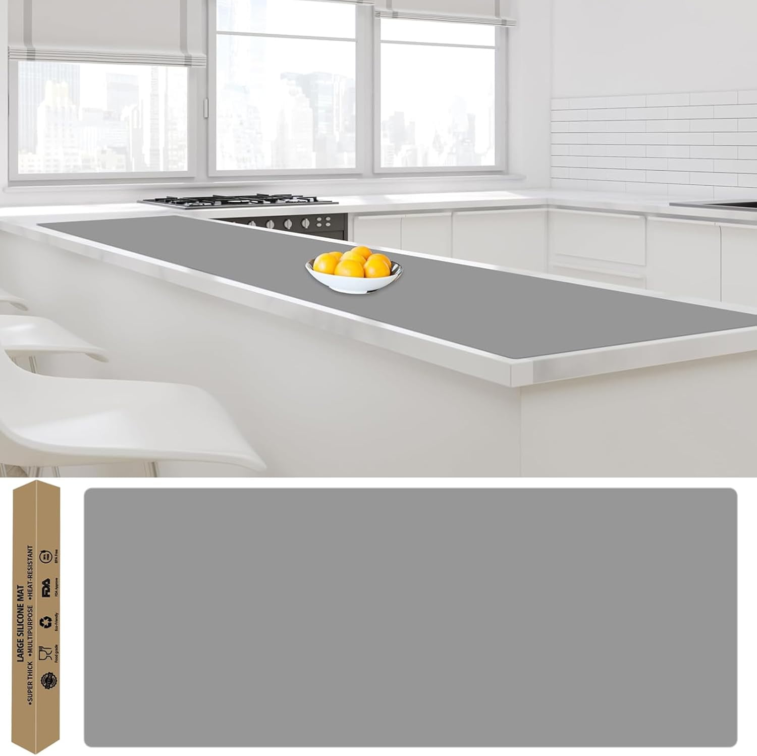 Largest Silicone Mats for Kitchen Counter, 120" x 24" Extra Large Heat ...