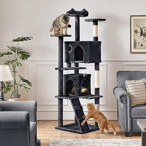 Larget Cat Tree, 80in Multi-Level Cat Tower with Cat Scratching Posts ...