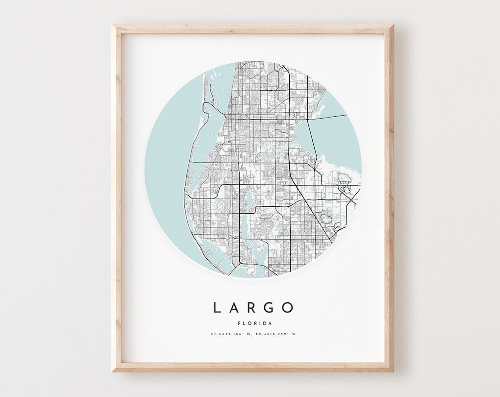 Largo Map Print, Largo Map Poster City Wall Art, Fl Road Map, Florida ...