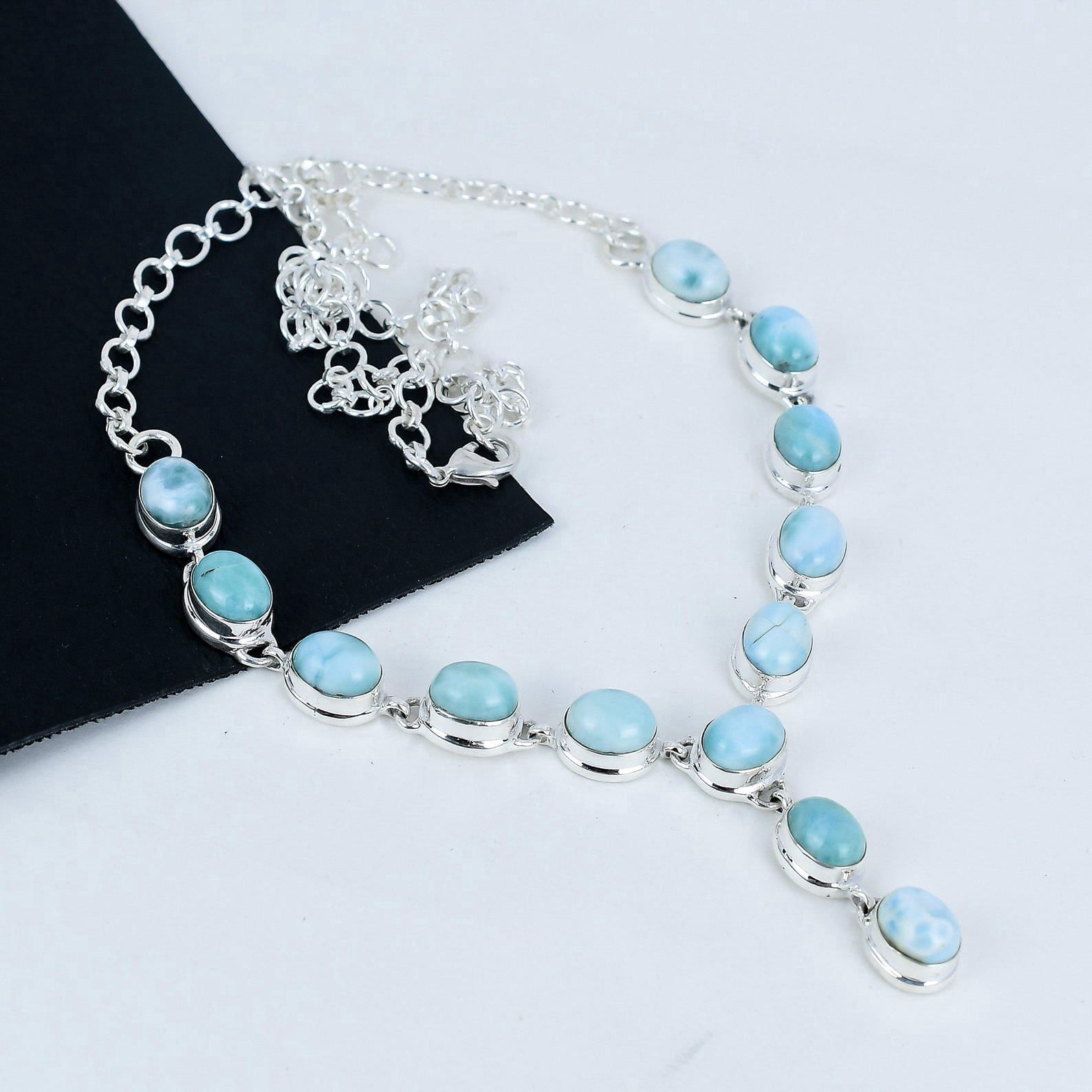 Larimar Gemstone Necklace Handmade Beautiful Necklace Natural Oval ...
