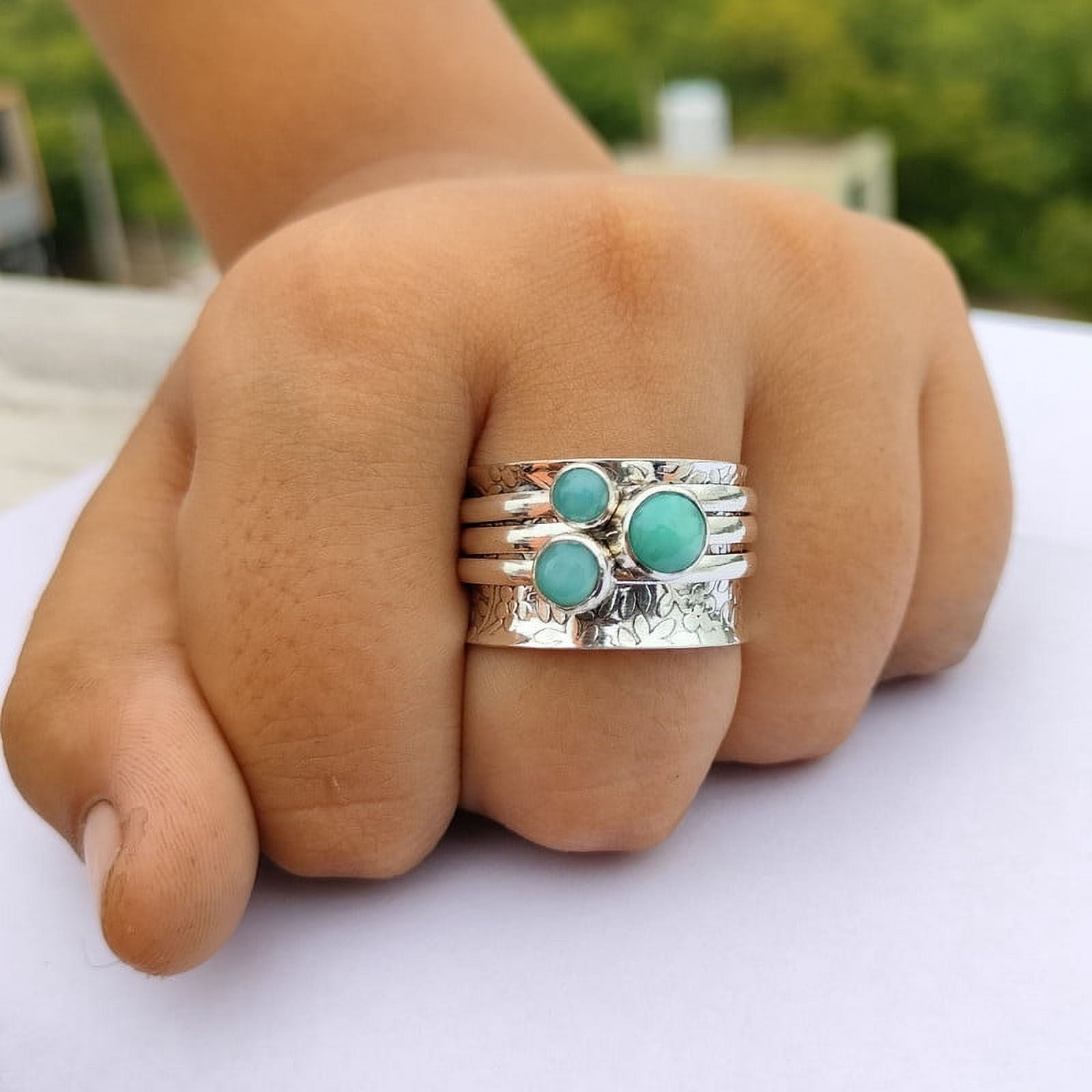 Larimar Gemstone Spinner ring - Walmart.com