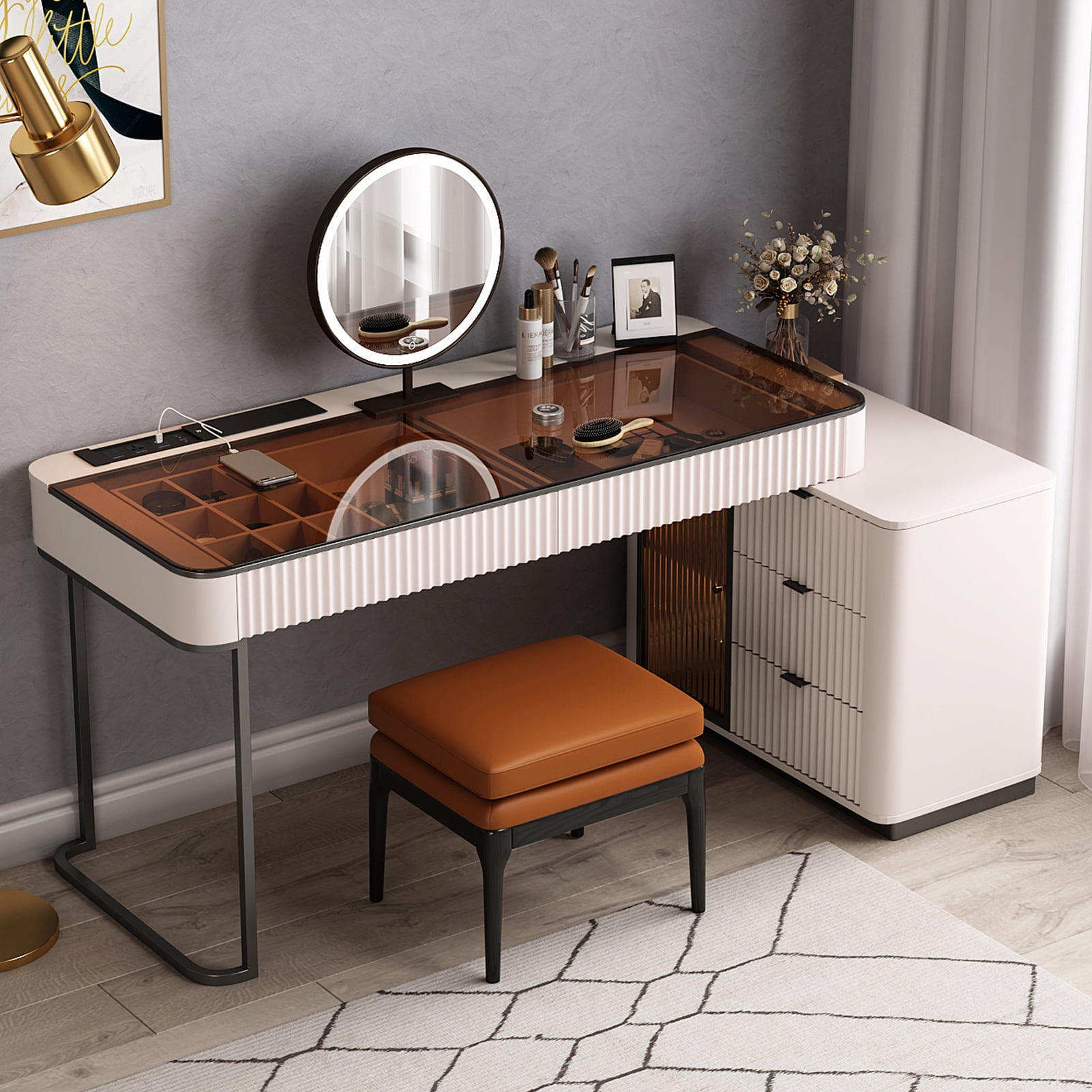 Larits Makeup Vanity, Very Easy to Assemble，Dressing Table Desk in one ...