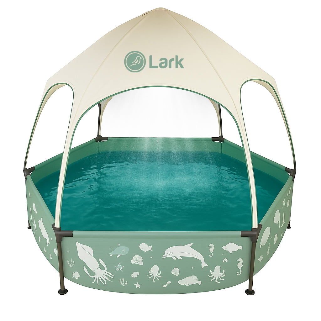 Lark 8' x 20" Metal Frame Pool with Canopy - UV Resistant Sunshade ...