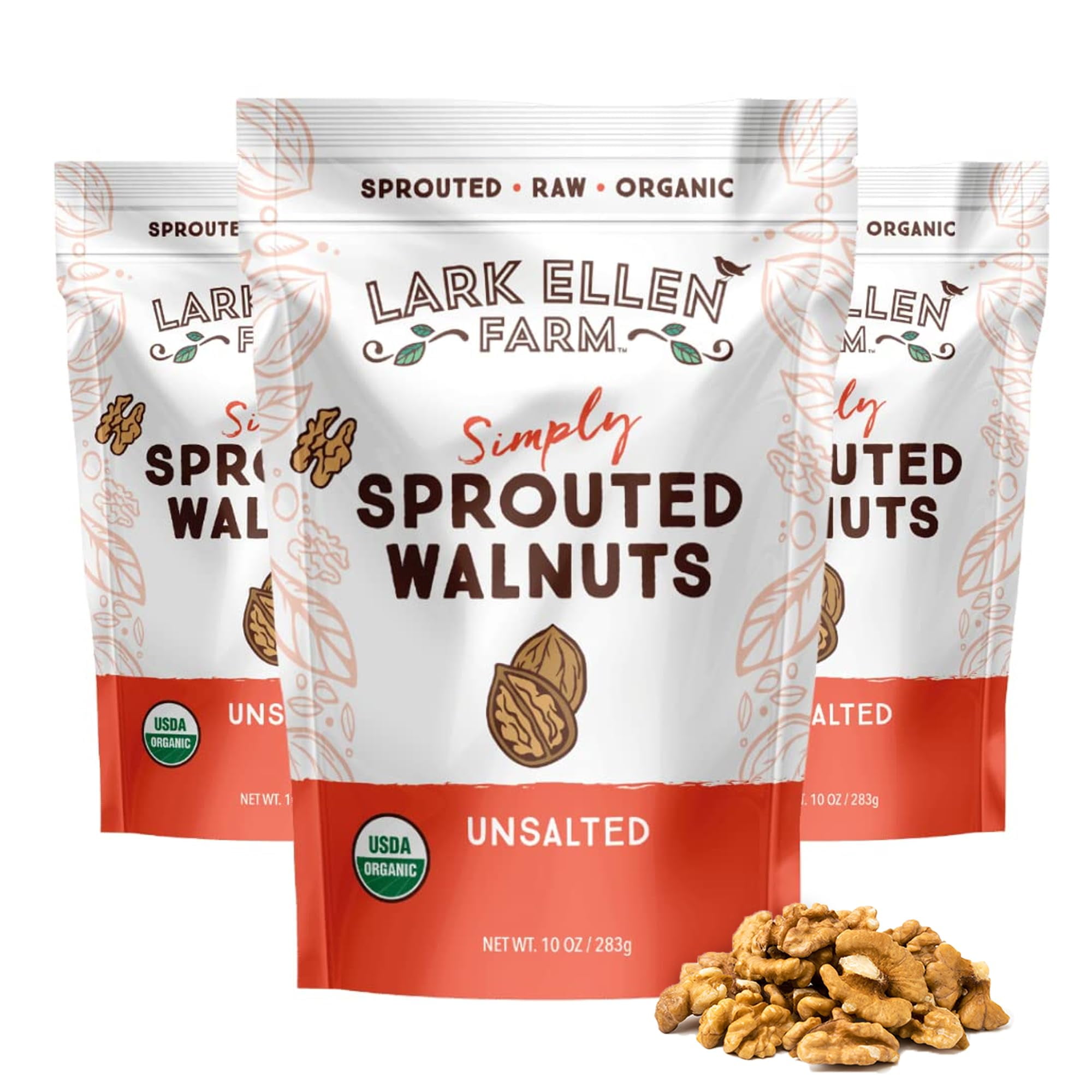 Lark Ellen Farm Organic VTF5 Sprouted Walnuts - Raw, Unsalted, Keto ...