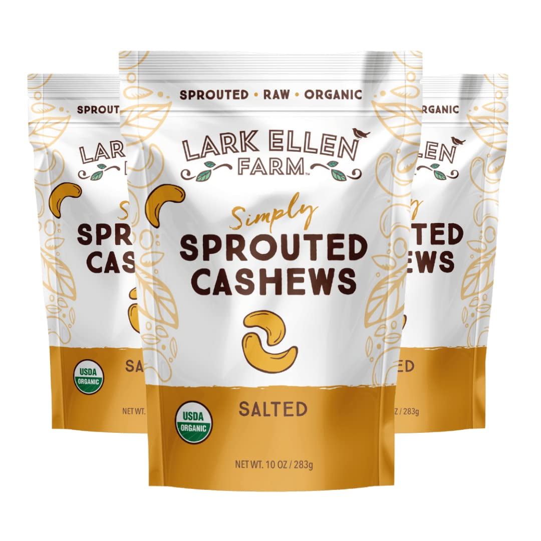 Lark Ellen Farm Sprouted AIF4 Salted Cashews - Non GMO, Paleo, Gluten ...