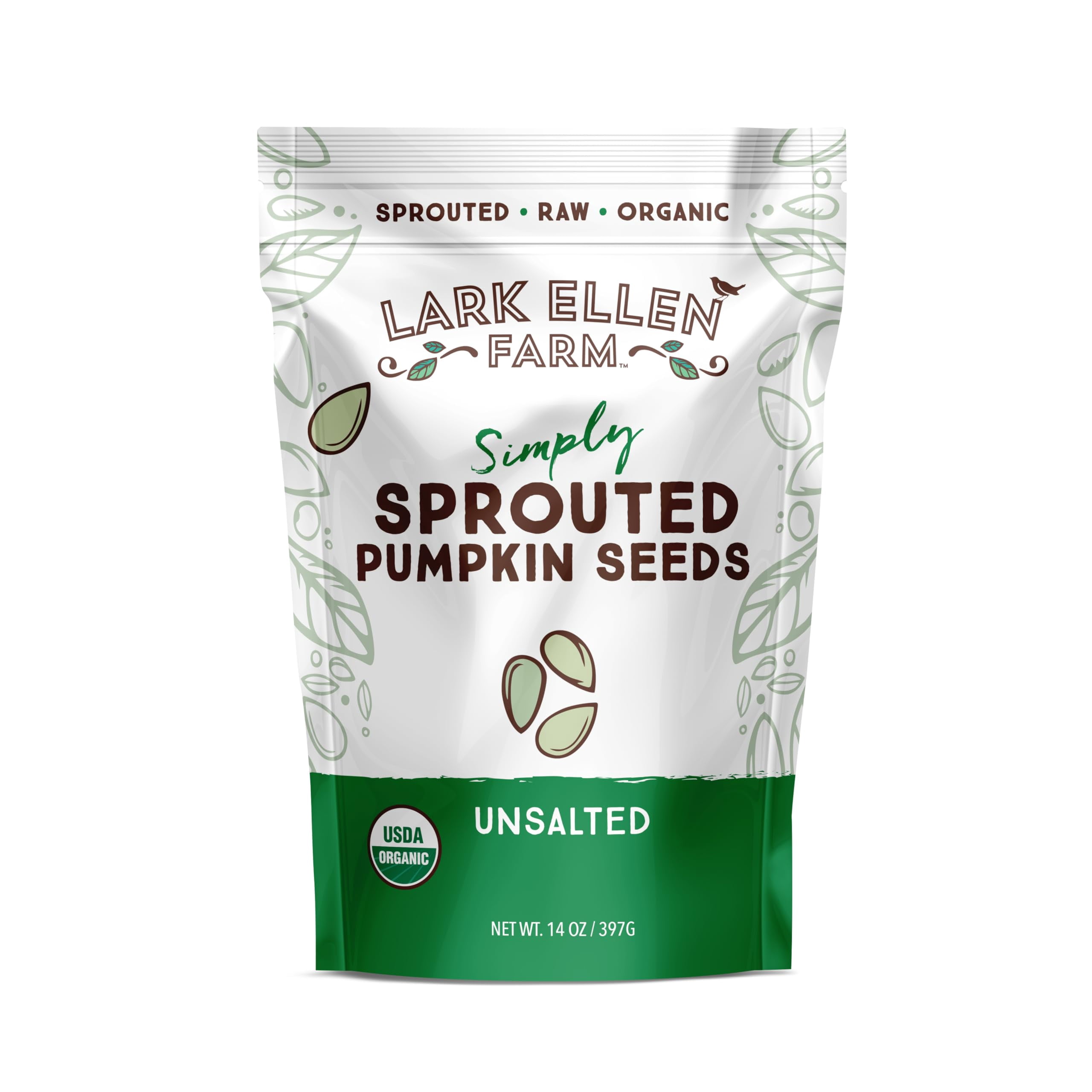 Lark Ellen Farm Sprouted OKA4 Organic Pumpkin Seeds, Unsalted Raw ...