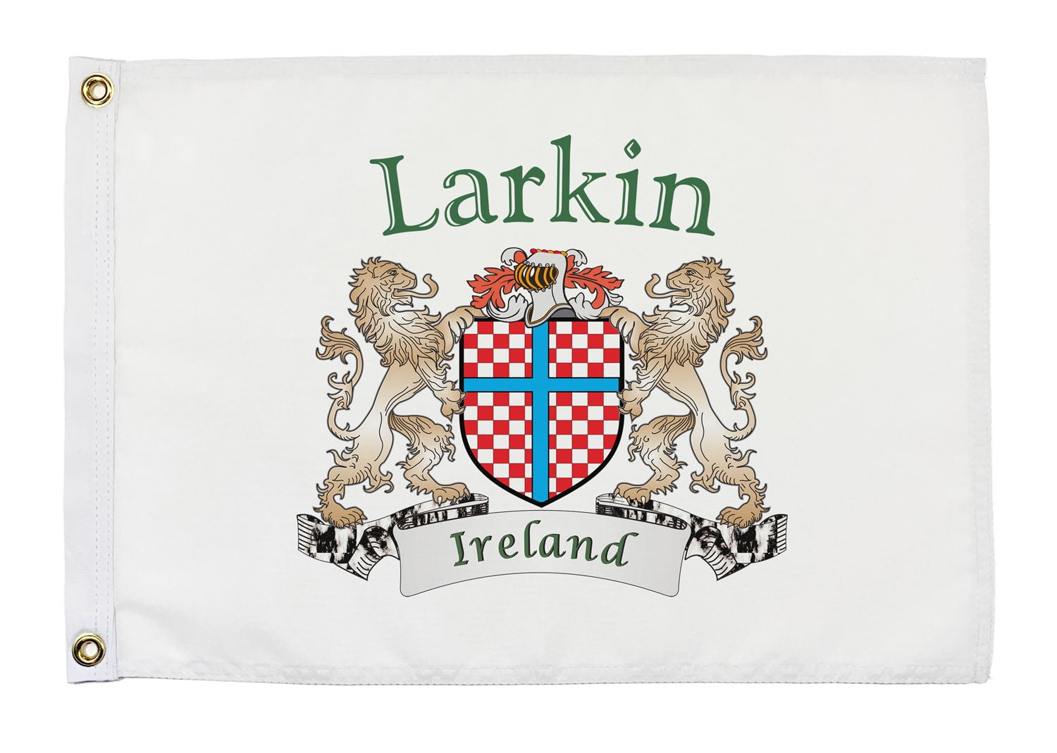 Larkin Irish Coat of Arms Small White Flag - 16"x10.5" inches - Walmart.com