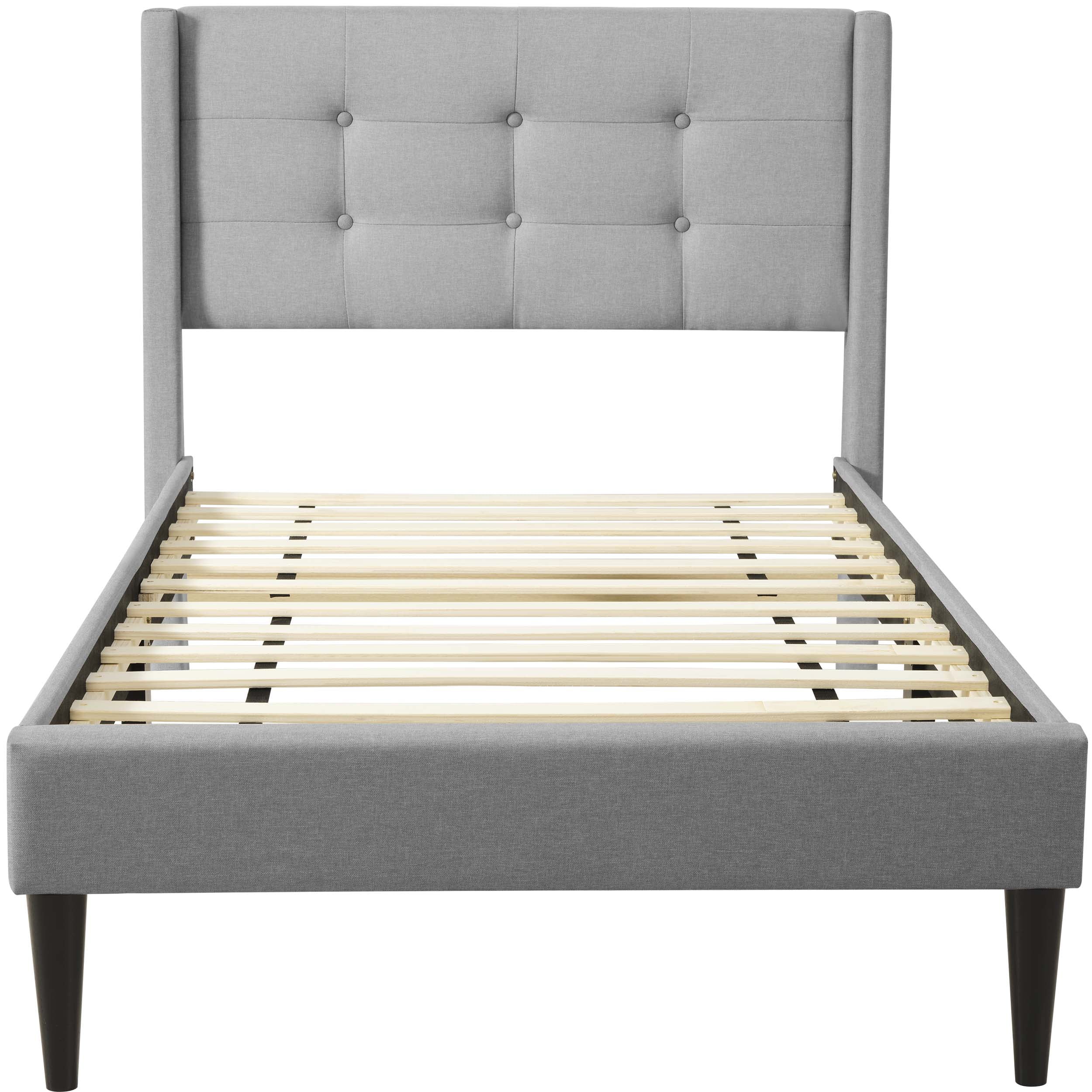 Larksperal Twin Size Upholstered Bed Frame, Fabric Headboard, Wooden ...