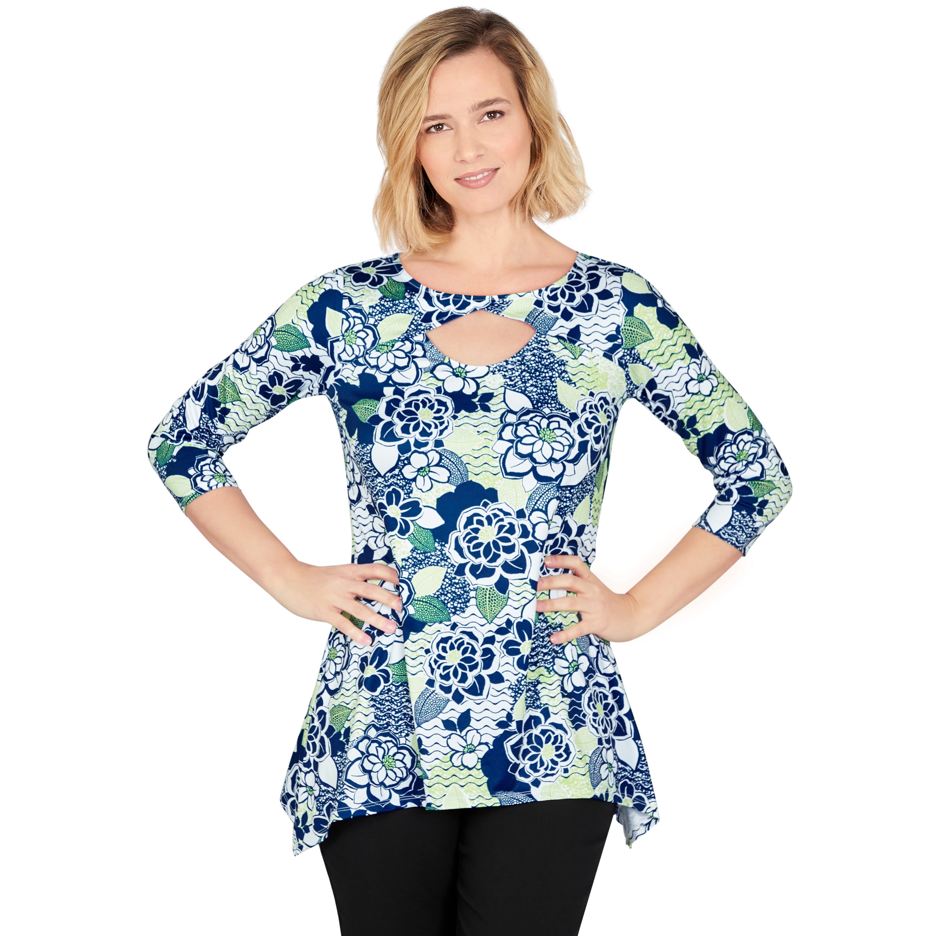 Larky Lark Womens Key Hole Top In Bold Floral - Walmart.com