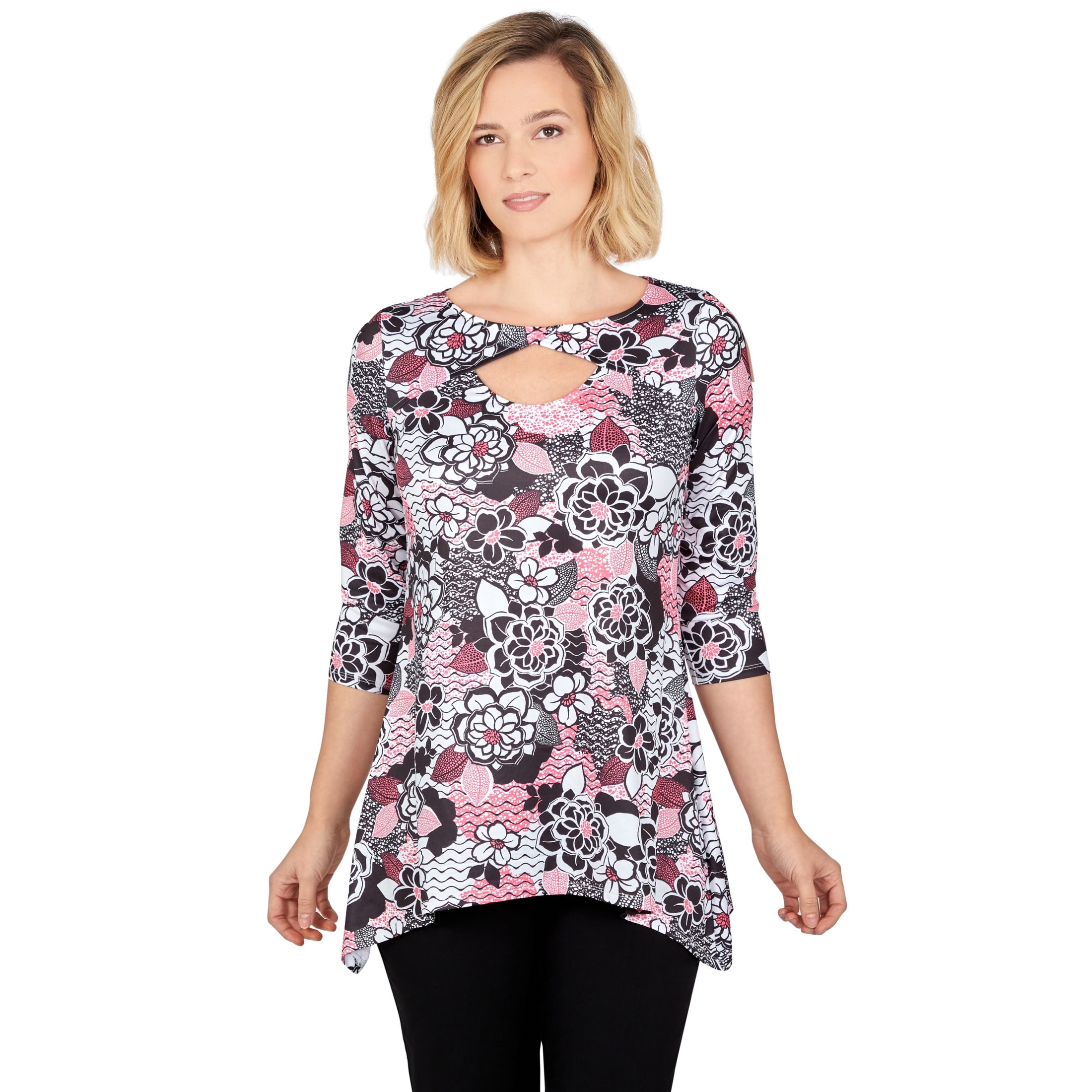 Larky Lark Womens Key Hole Top In Bold Floral - Walmart.com