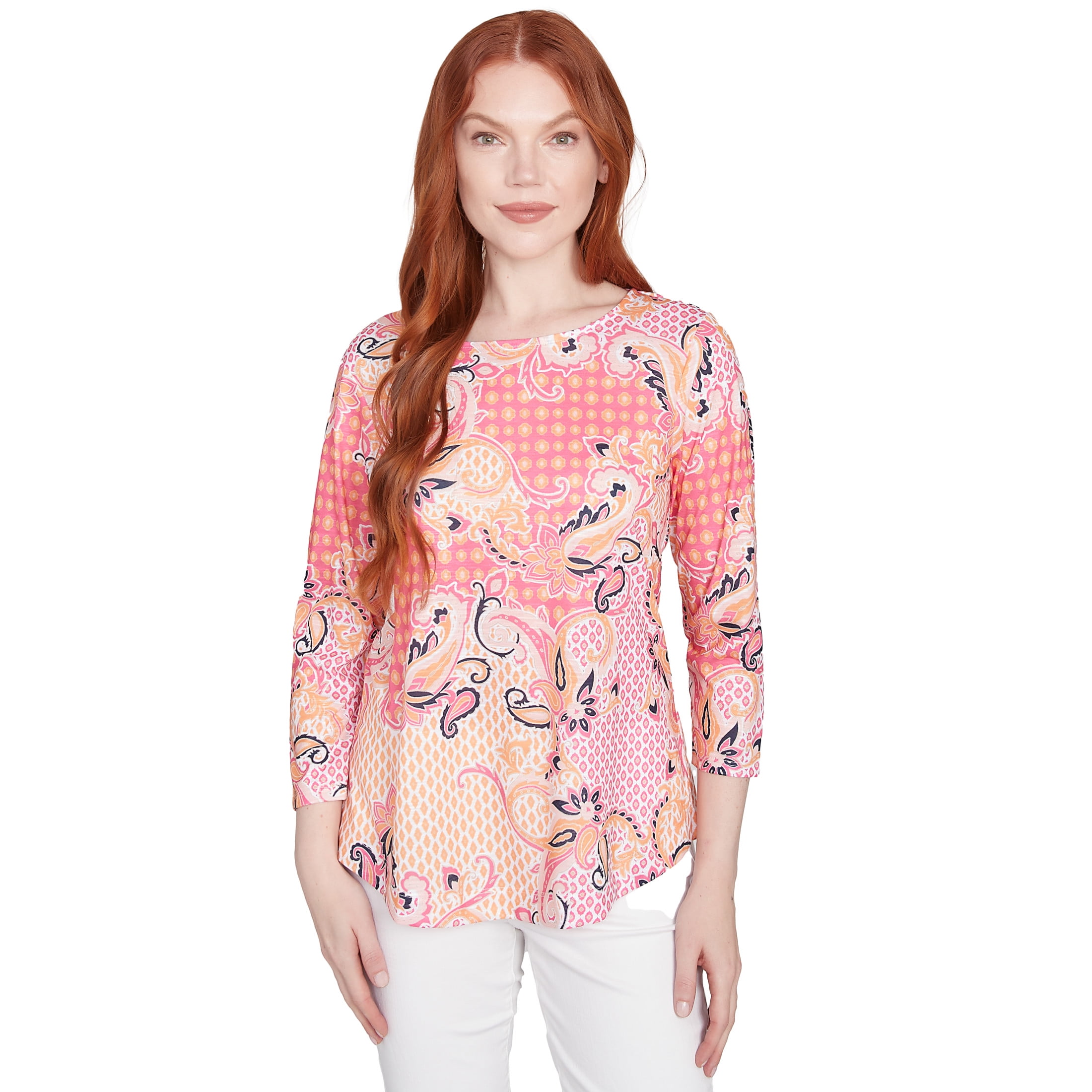 Larky Lark Womens Mixed Pattern Sublimation Knit Top - Walmart.com