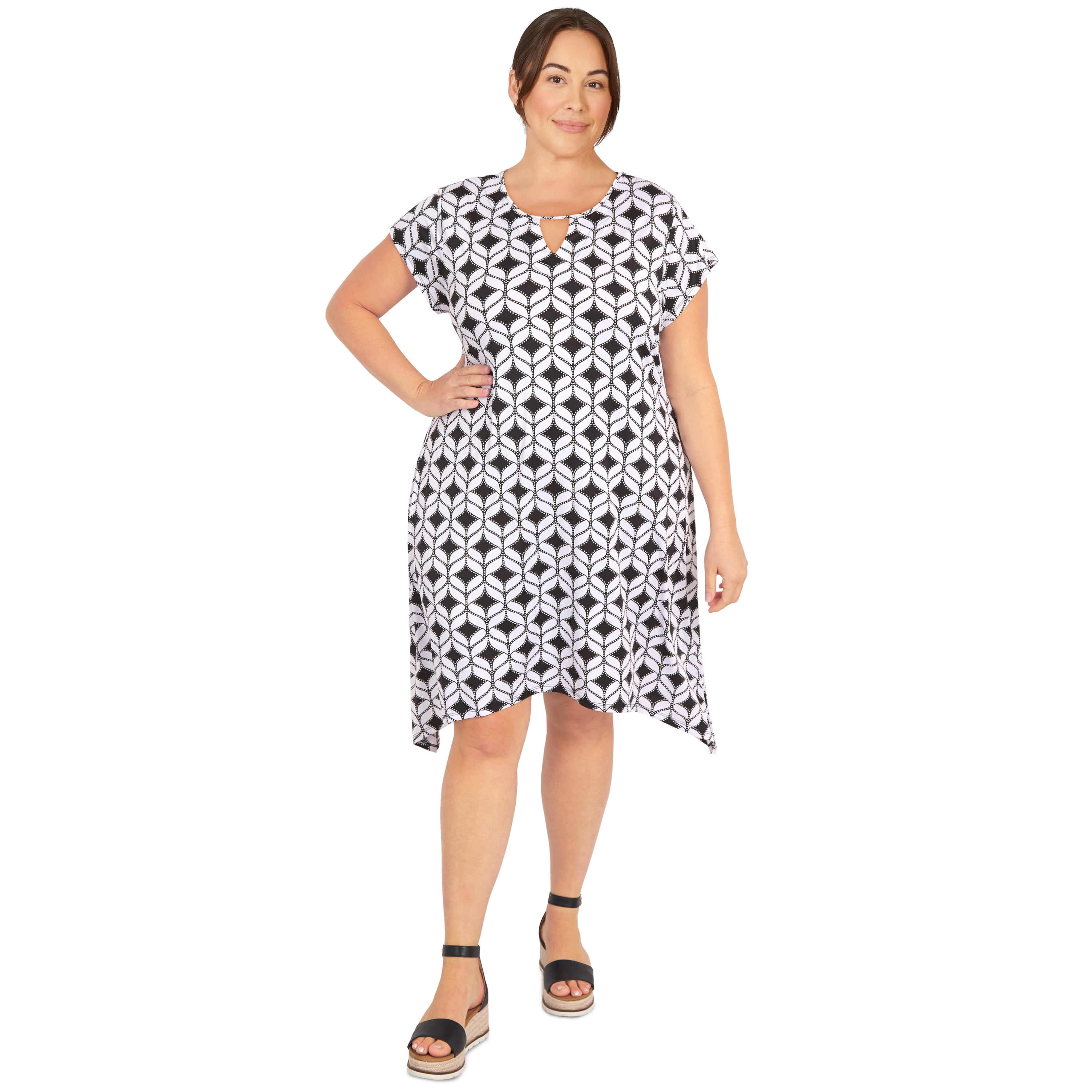 Larky Lark Womens Plus-Size Geometric Puff Print Dress - Walmart.com