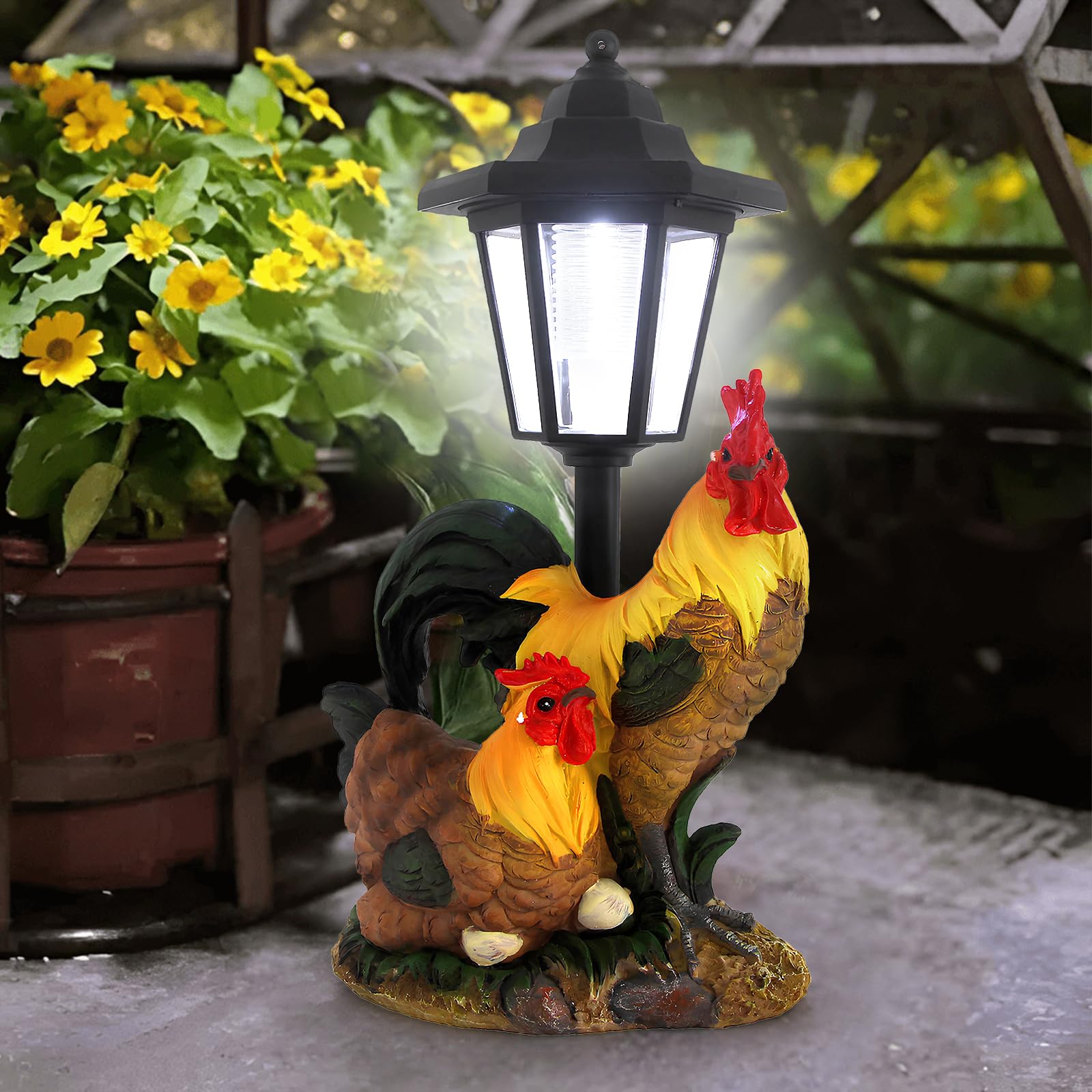 Larlobl Garden Rooster Decor Outdoor, Chicken Garden Sculptures ...