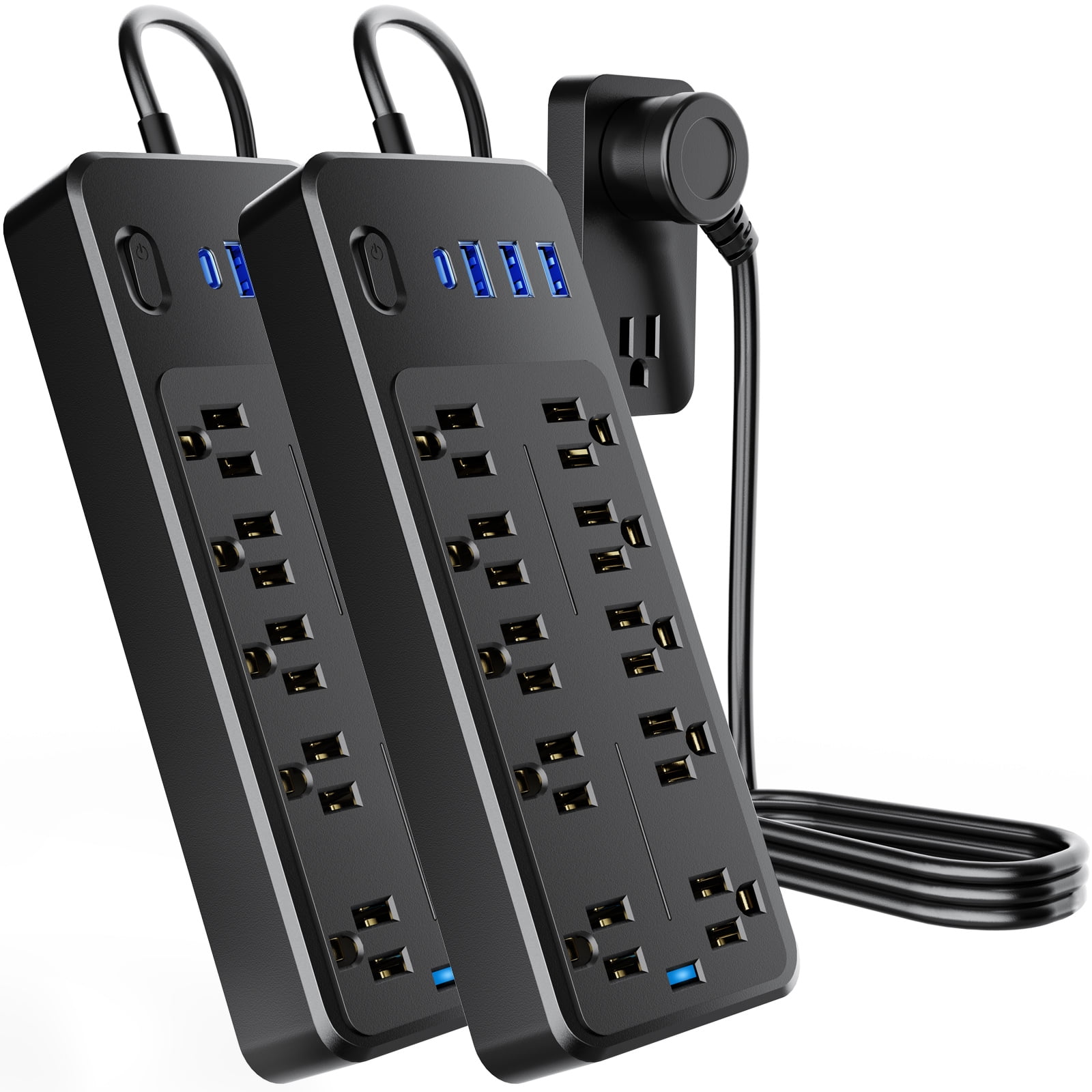 LarmTek 10 Outlets Power Strip 4ft Cord,Surge Protector,with 4 USB ...