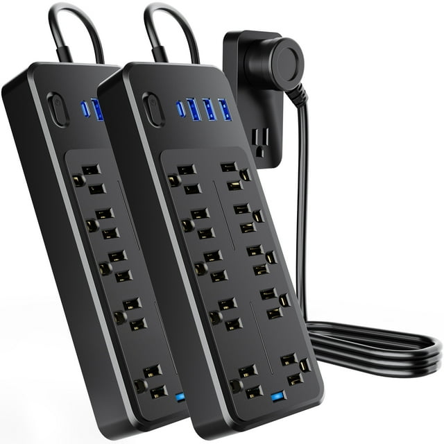 LarmTek 10 Outlets Power Strip 4ft Cord,Surge Protector,with 4 USB ...