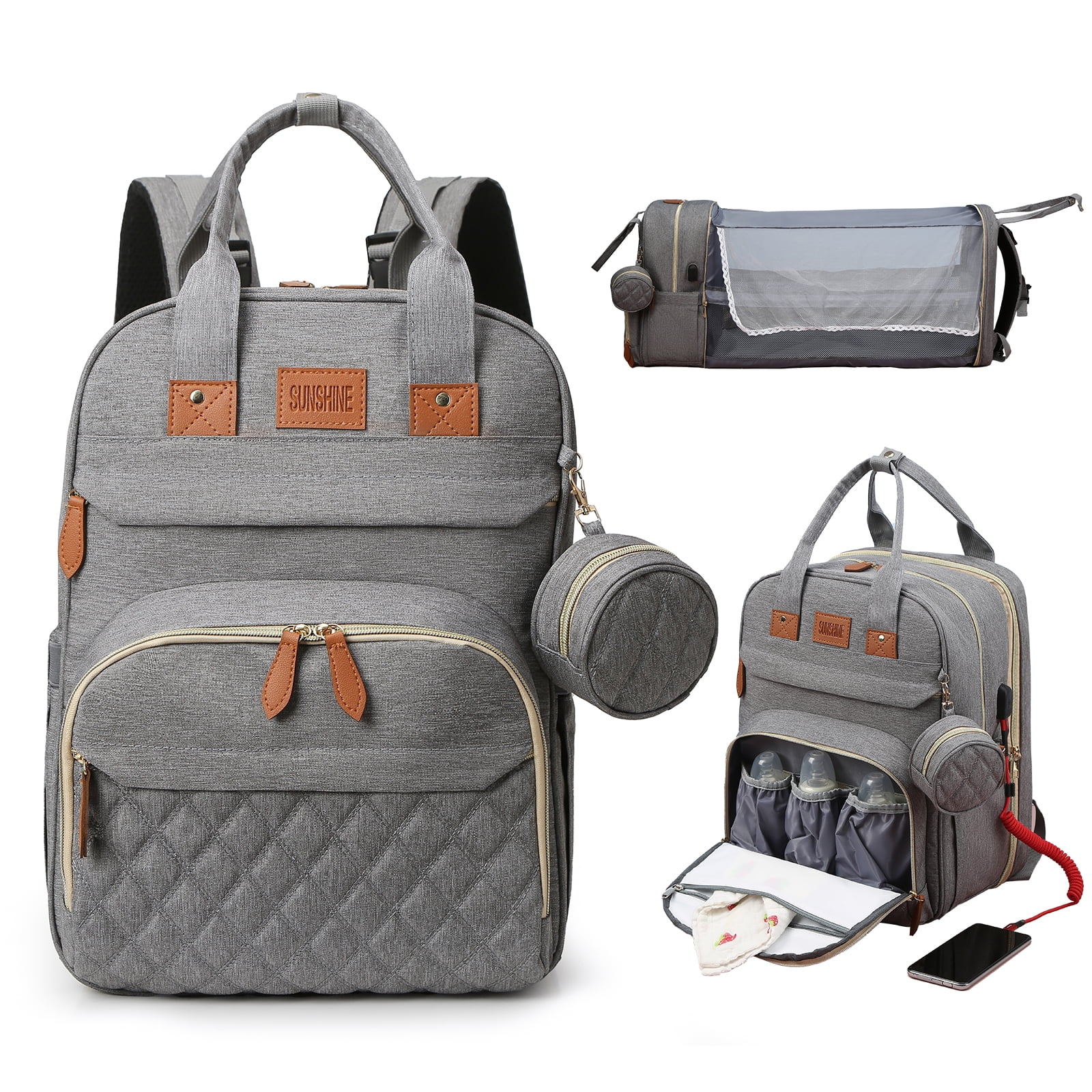 LarmTek Unisex Diaper Bag Backpack with USB Charger, Ideal for Parents ...