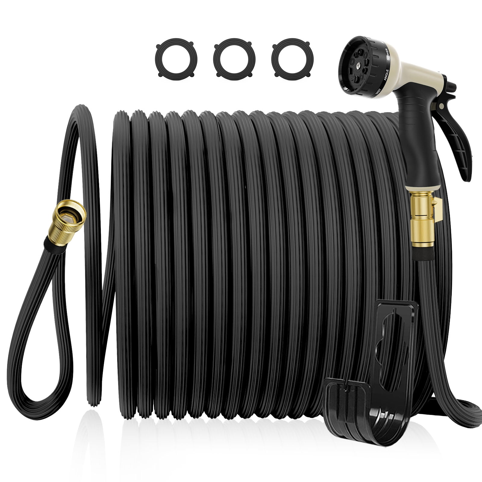 Larmtek 100 ft Expandable Garden Hose,Black,Water Hose for Outside with ...