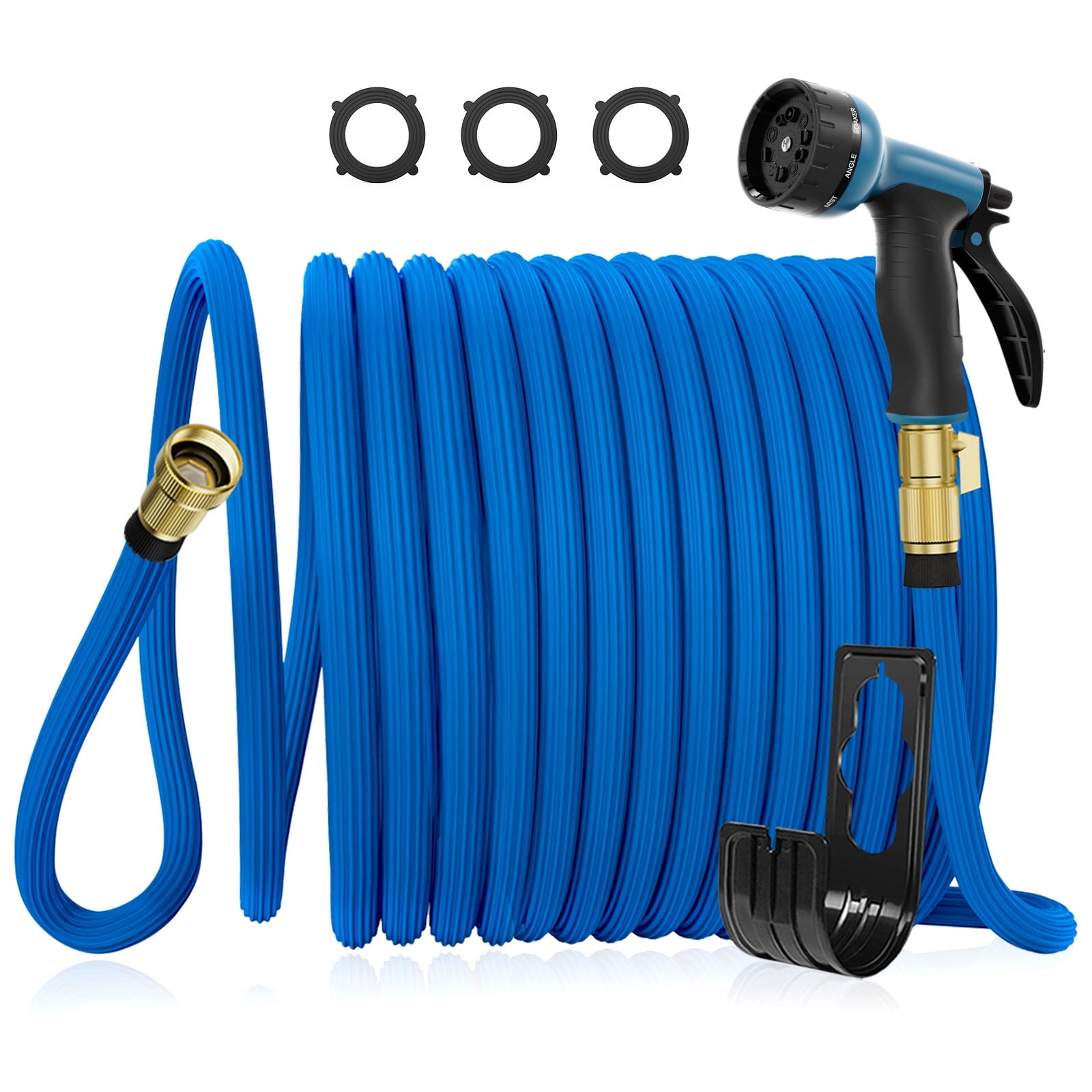 Larmtek 50 ft Expandable Garden Hose,Blue,Water Hose for Outside with ...
