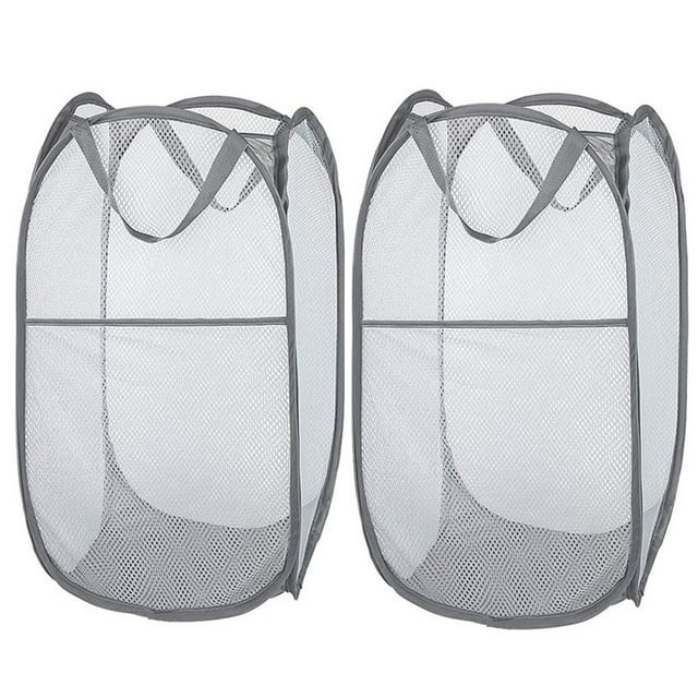 Larpur 2-Pack Pop Bag Large Collapsible Mesh Laundry Basket with Double ...