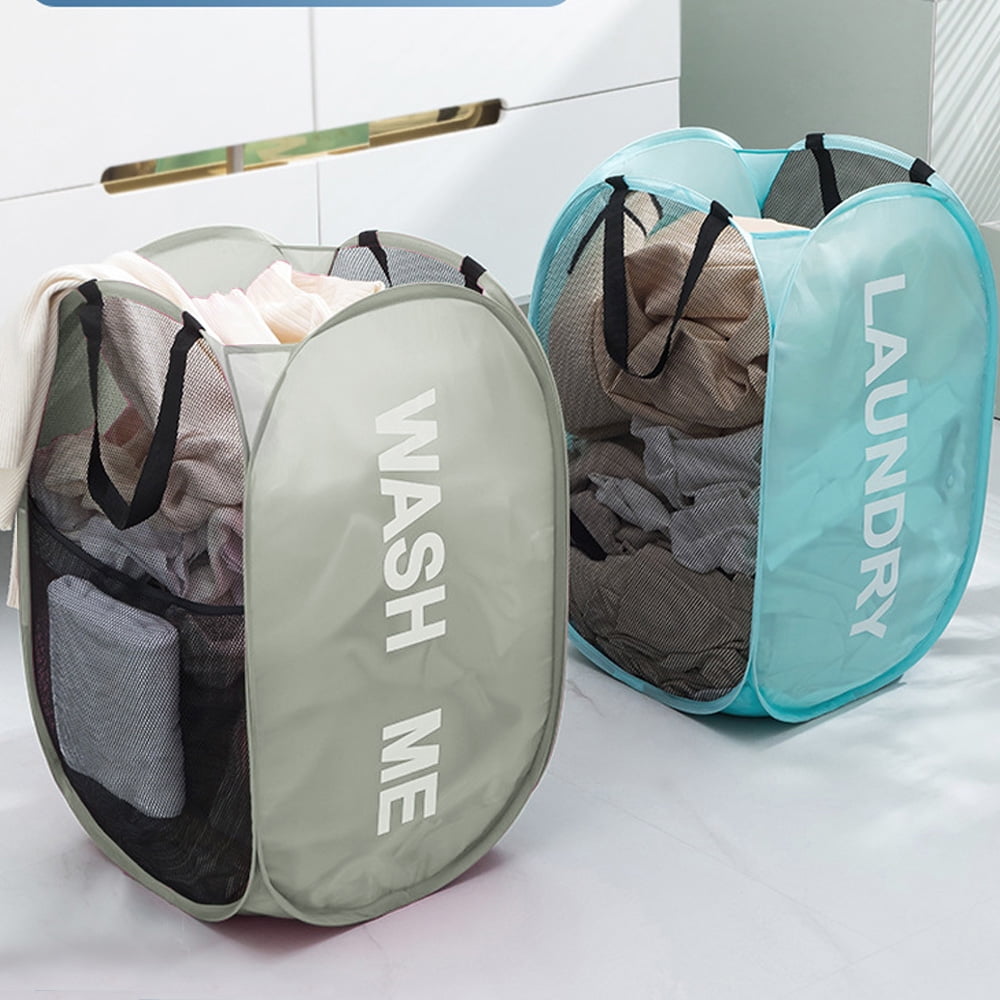 Larpur 2 Packs Mesh Pop-up Laundry Hampers, Collapsible Laundry Basket ...