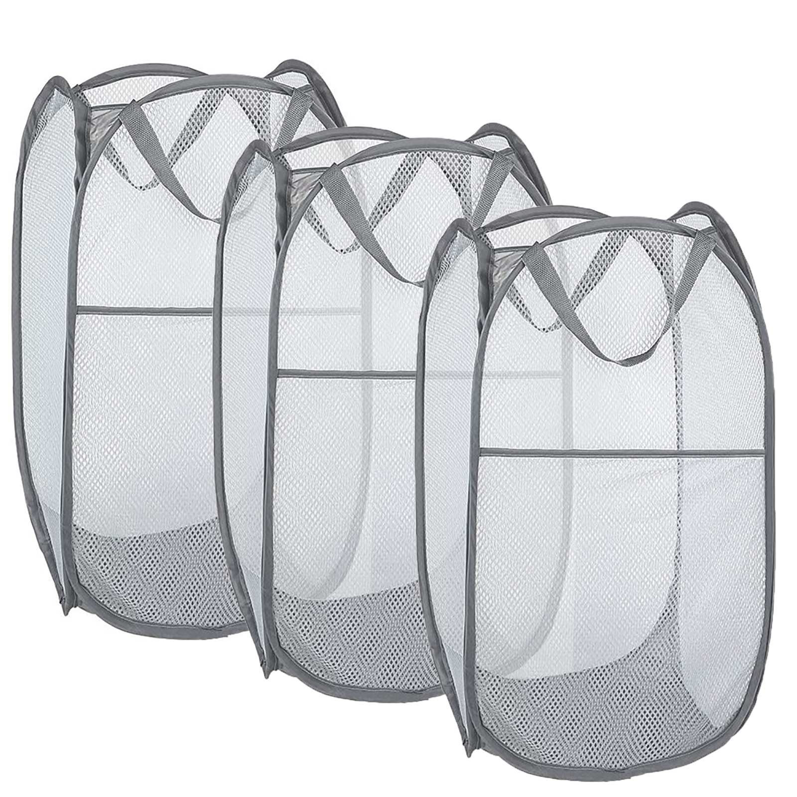 Mesh Laundry Basket with Side Pocket,Thickened 2 Compartments Sorting ...