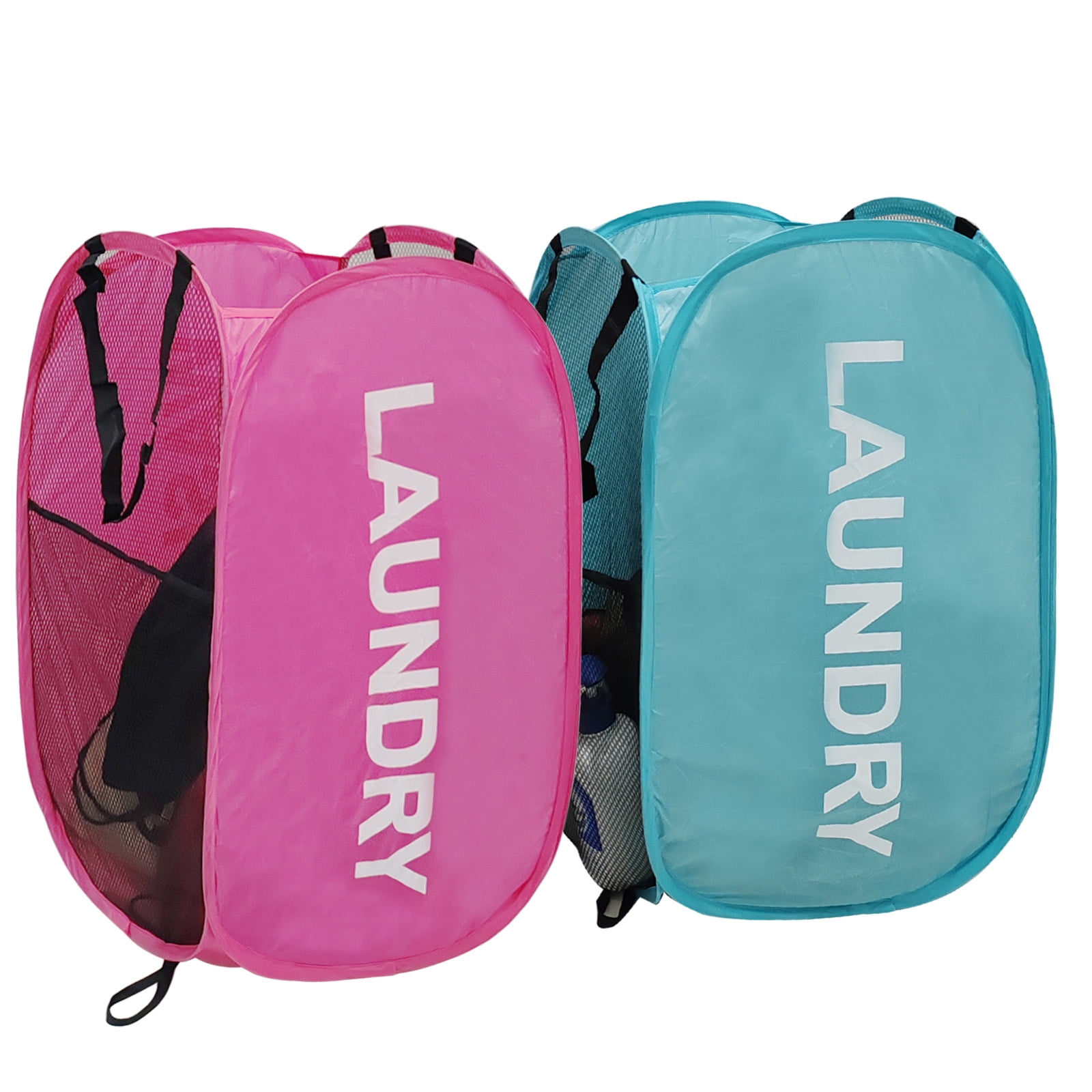 Larpur Pack of 2 Pop up Mesh Hampers for Laundry, Collapsible Laundry ...