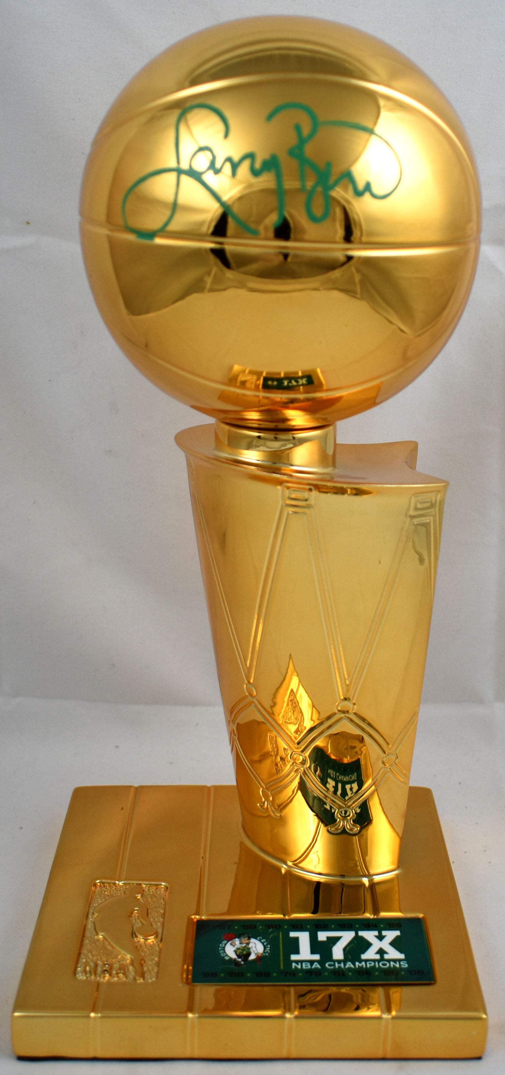 Larry Bird Autographed Boston Celtics 12'' Mini NBA Trophy - Beckett W ...