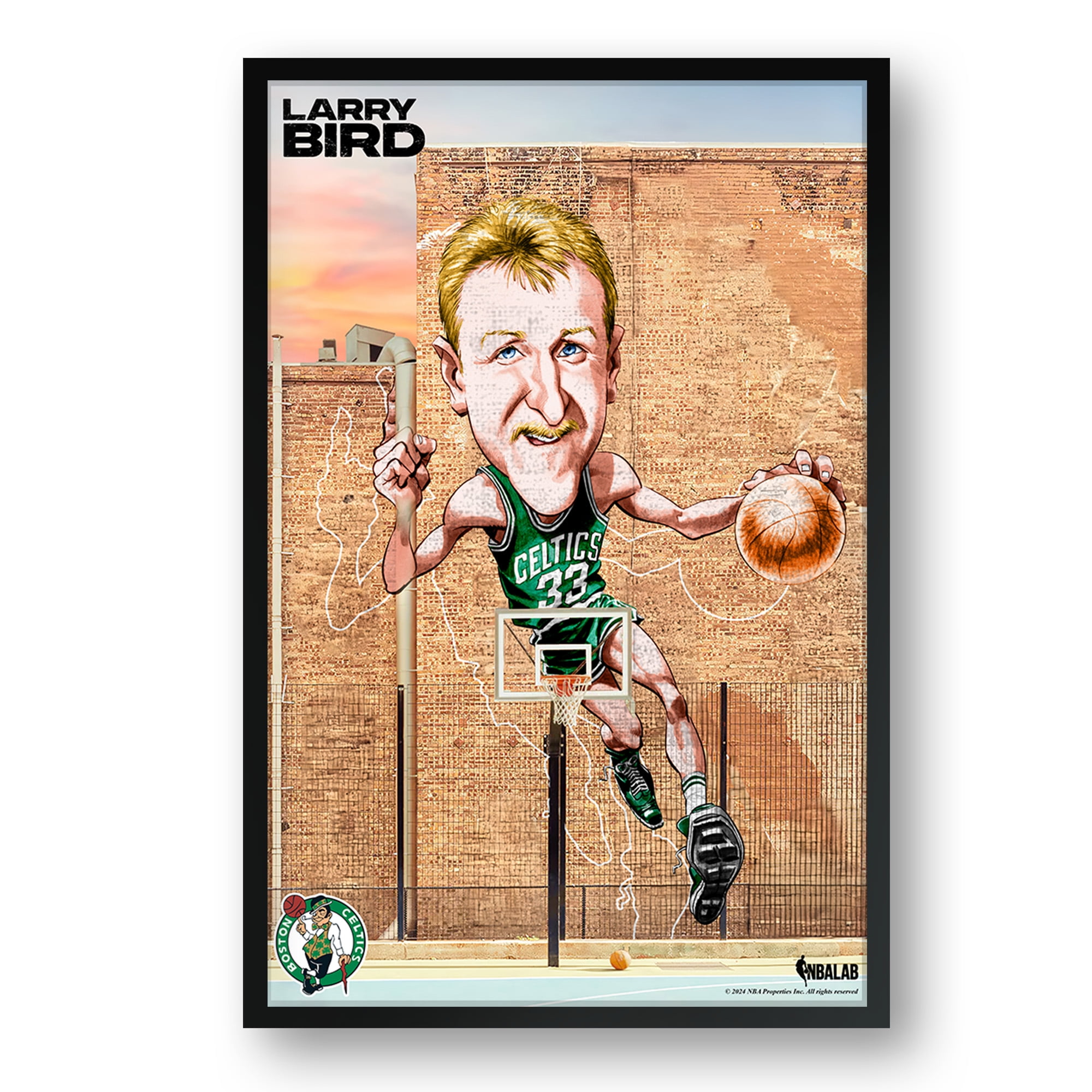 Larry Bird Boston Celtics Framed 27" x 39" Player Caricature Art ...