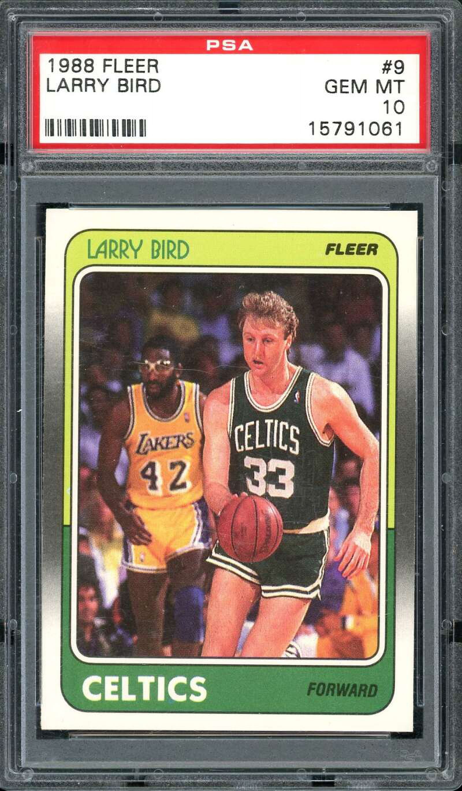 Larry Bird Card 1988-89 Fleer #9 PSA 10 (light scratches on PSA case ...