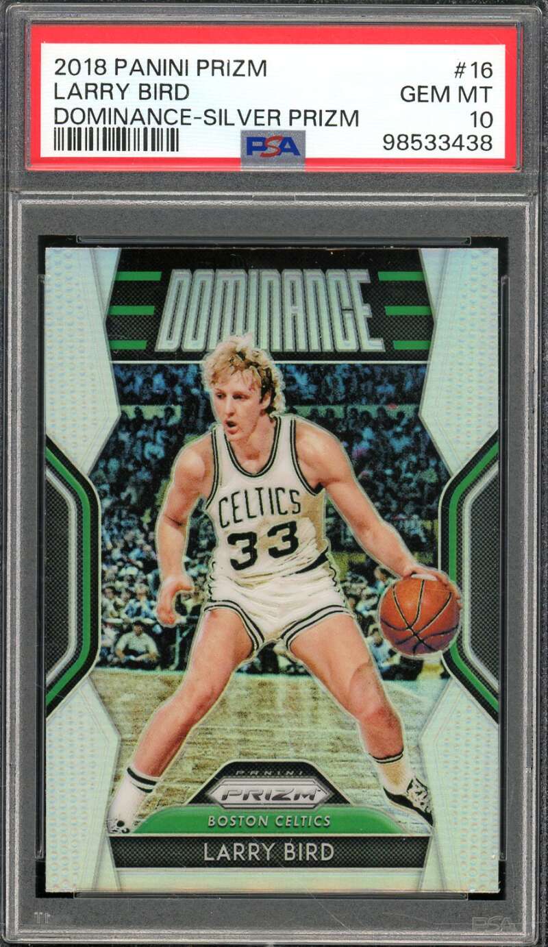 Larry Bird Card 2018-19 Panini Prizm Dominance Silver Prizm #16 PSA 10 ...