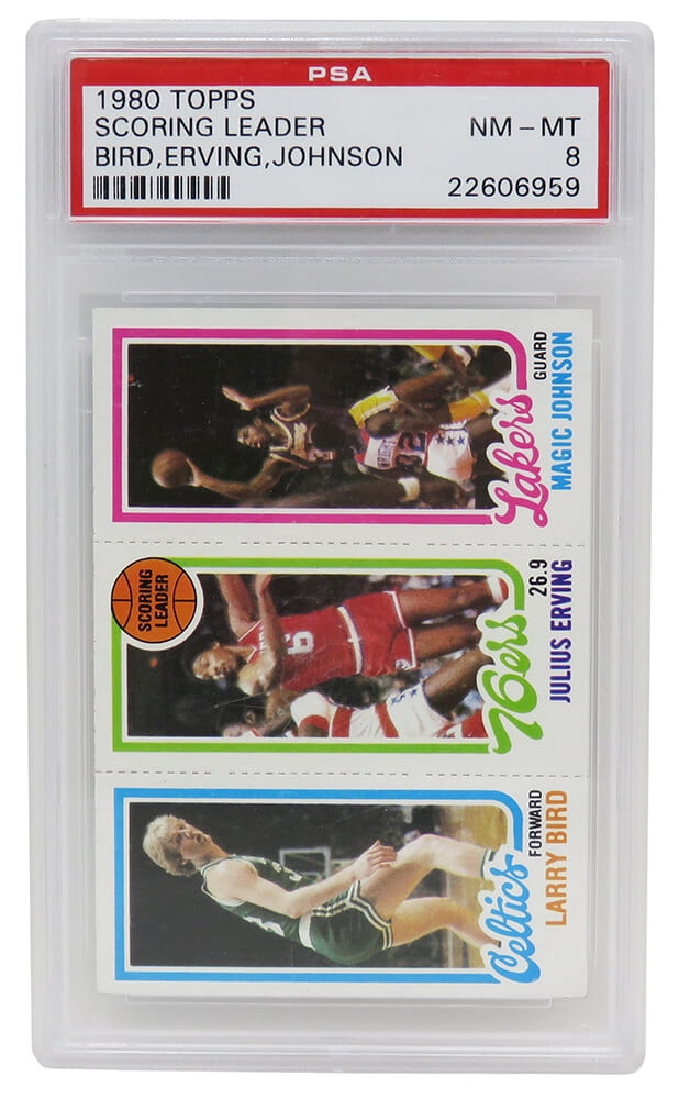 Larry Bird, Magic Johnson & Julius Erving 1980 Topps Scoring Leader RC Card (PSA 8 NM-MT)(F ...