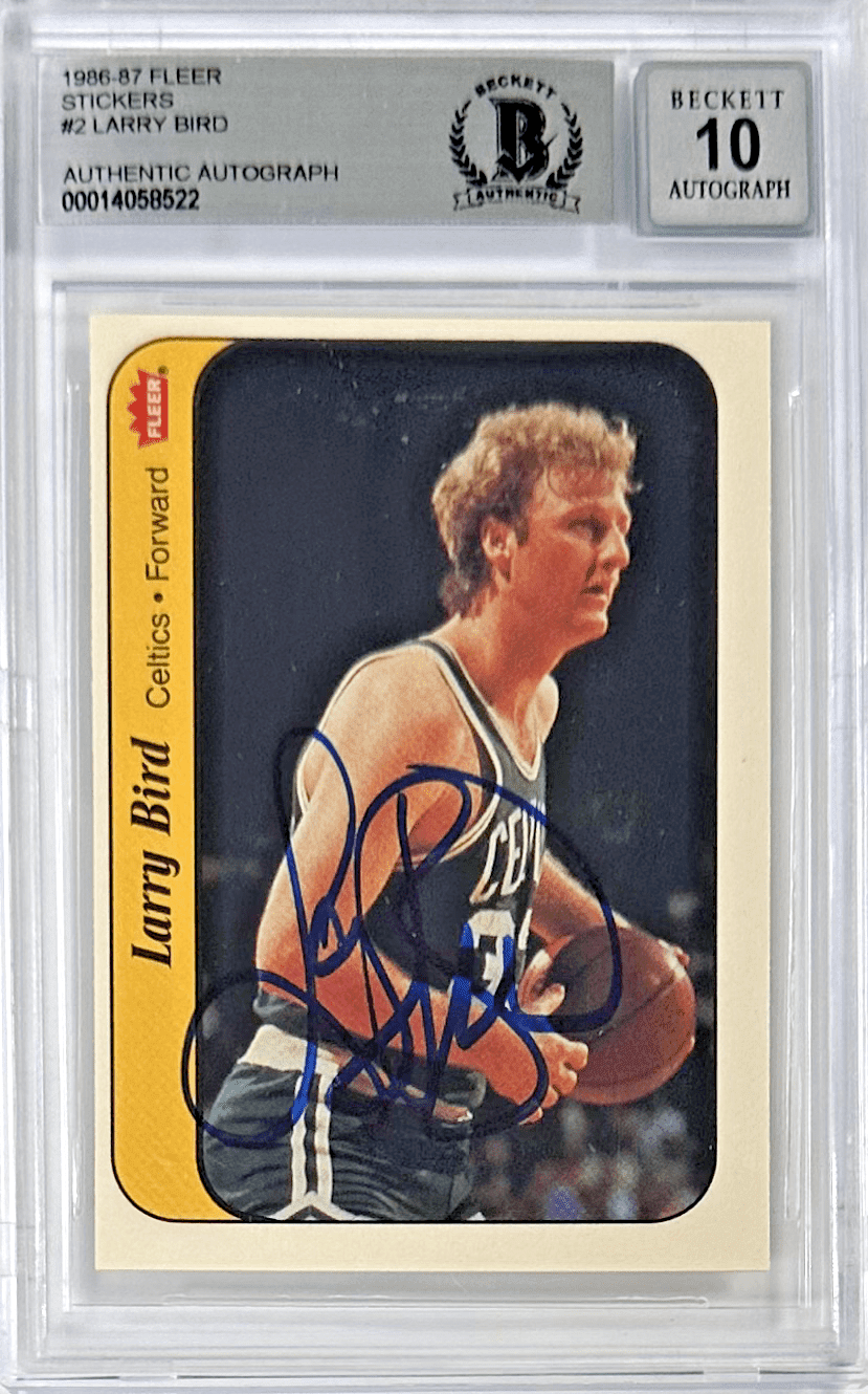 Larry Bird Signed 1986-87 Fleer Sticker Card #2 Beckett 14058522 Auto ...