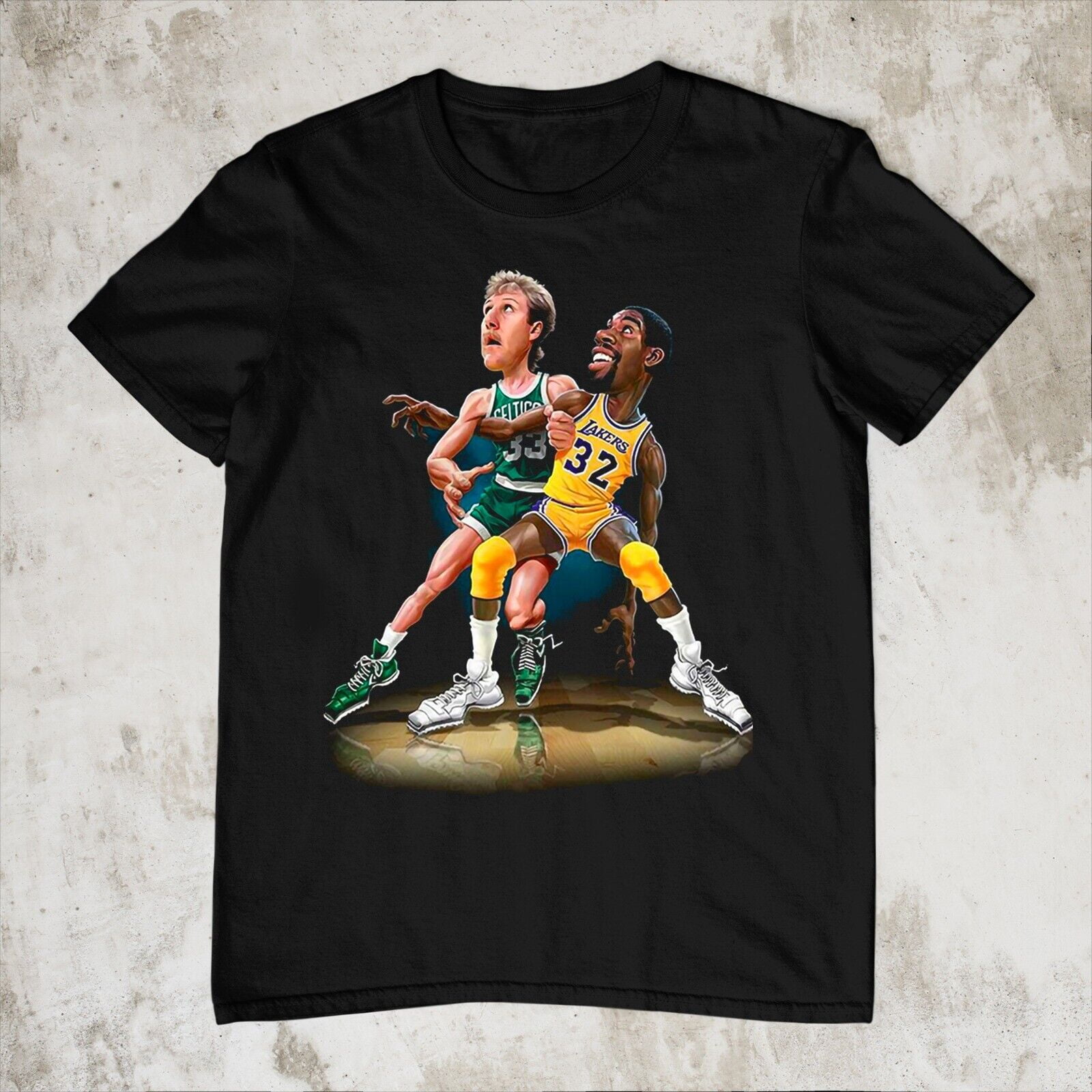 Larry Bird Vs Magic Johnson Caricature T Shirt Gifl Fan Size S To 4XL ...