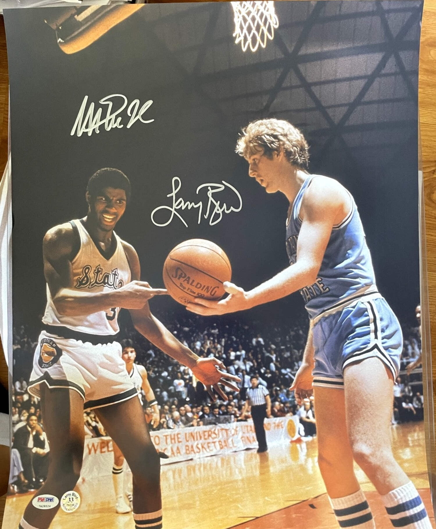Larry Bird and Magic Johnson autographed 1979 NCAA Final 16x20 poster size photo PSA/DNA ...
