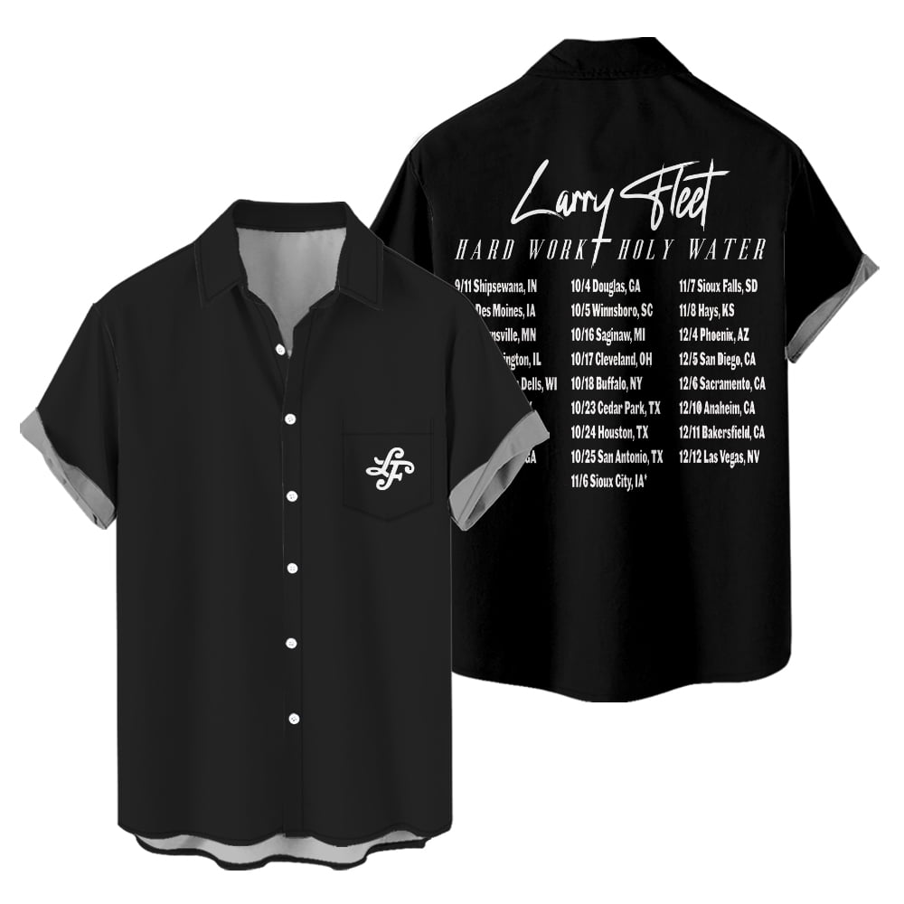 Larry Fleet Hard Work And Holy Water Tour Merch Unisex Button Down ...