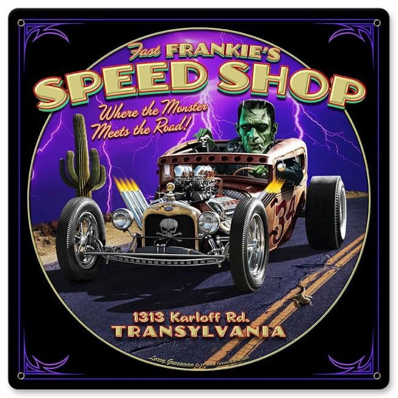 Larry Grossman Frankies Speed Shop Satin Metal Sign - 12 x 12 in ...