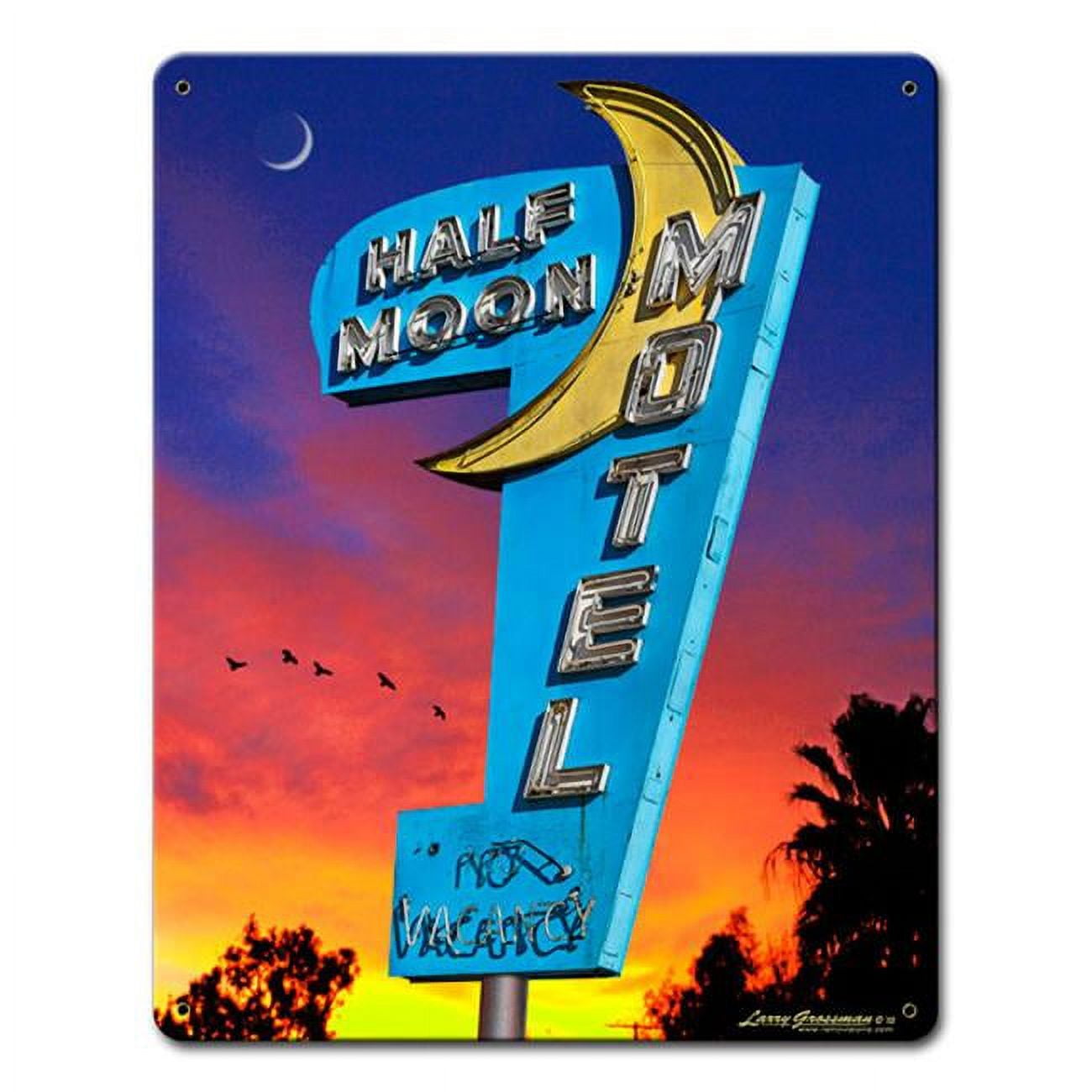 Larry Grossman LG647 12 x 15 in. Half Moon Motel Satin Metal Sign ...