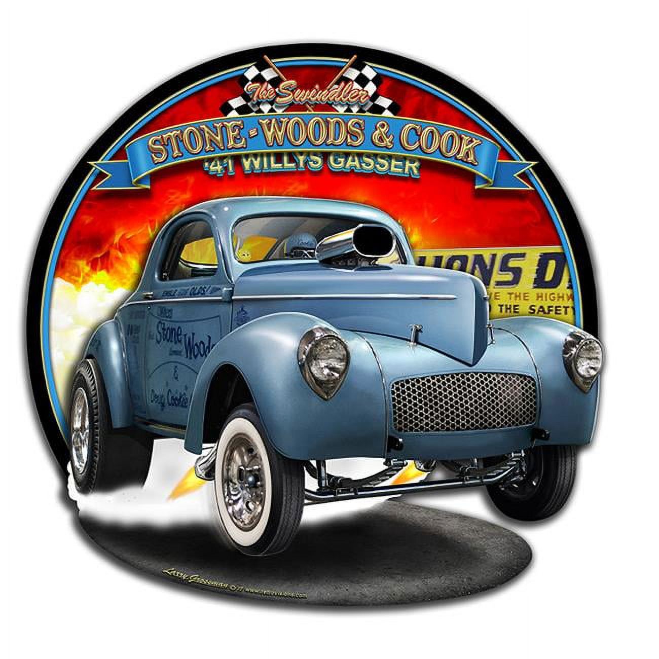 Larry Grossman LG857 19 x 18 in. 3-D 1941 S.W.C. Willys Gasser Plasma ...